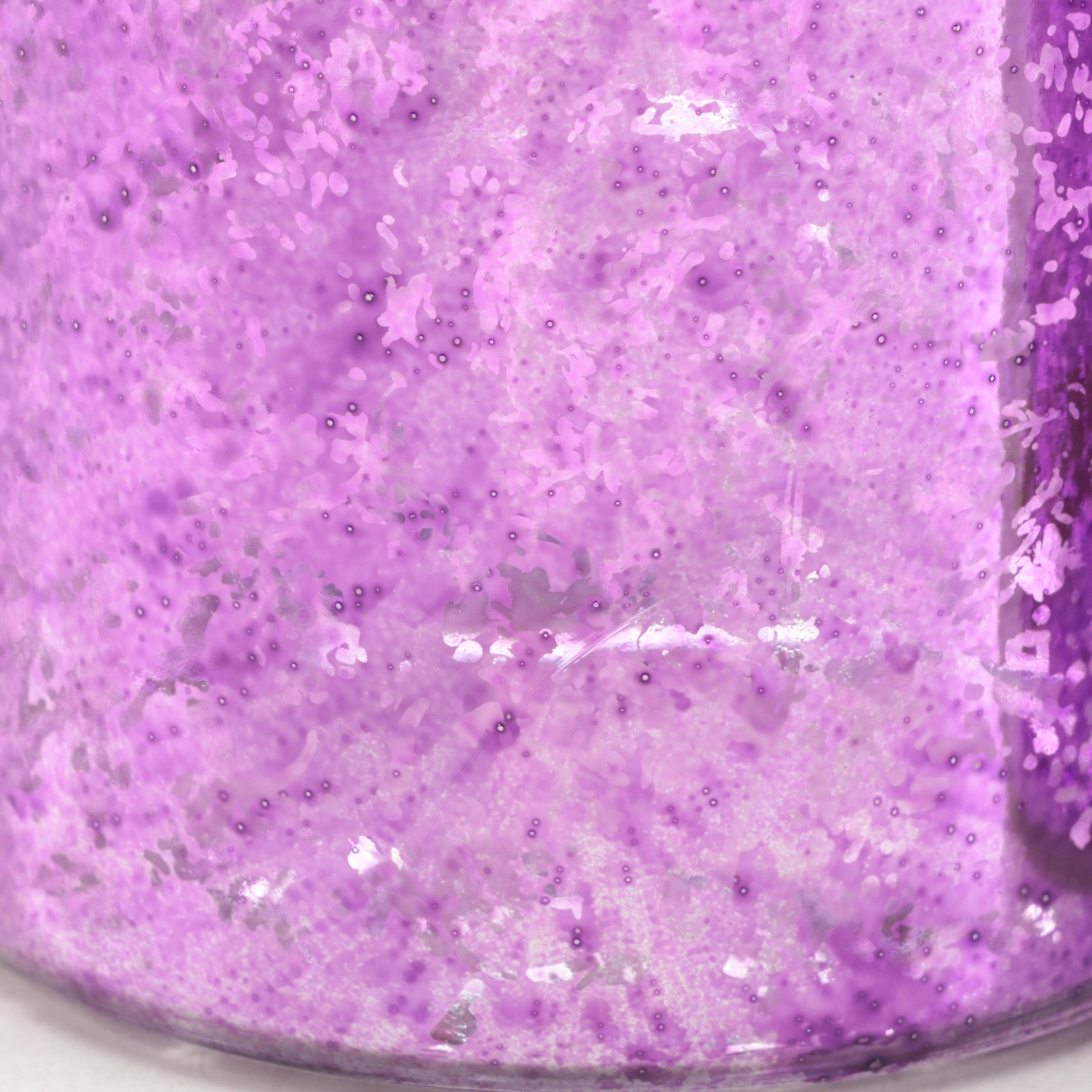 Purple Mercury Glass Votives and Brushed Metal Pedestal Trays | EBTH