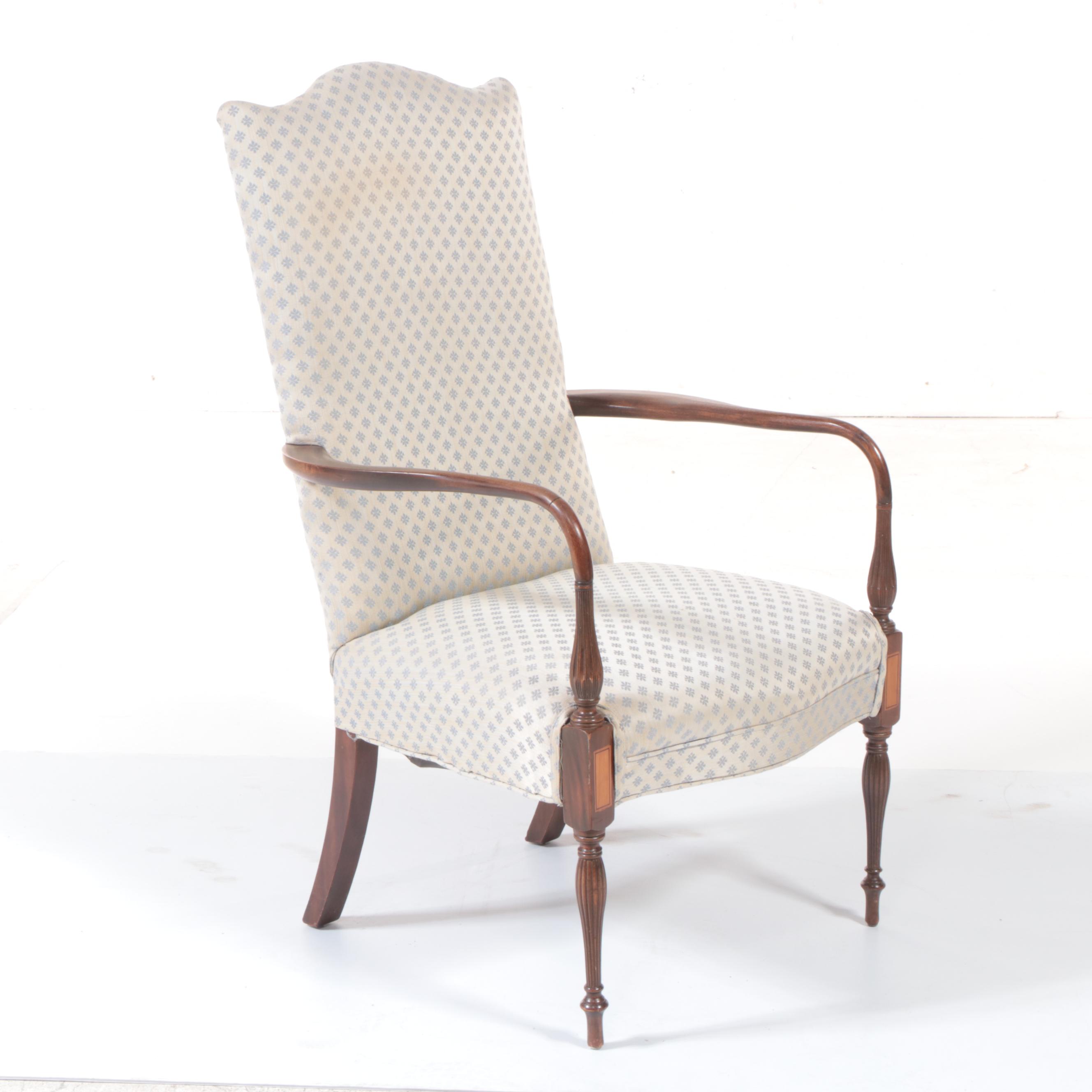 Federal Style Mahogany and Custom-Upholstered Lolling Chair, 20th ...