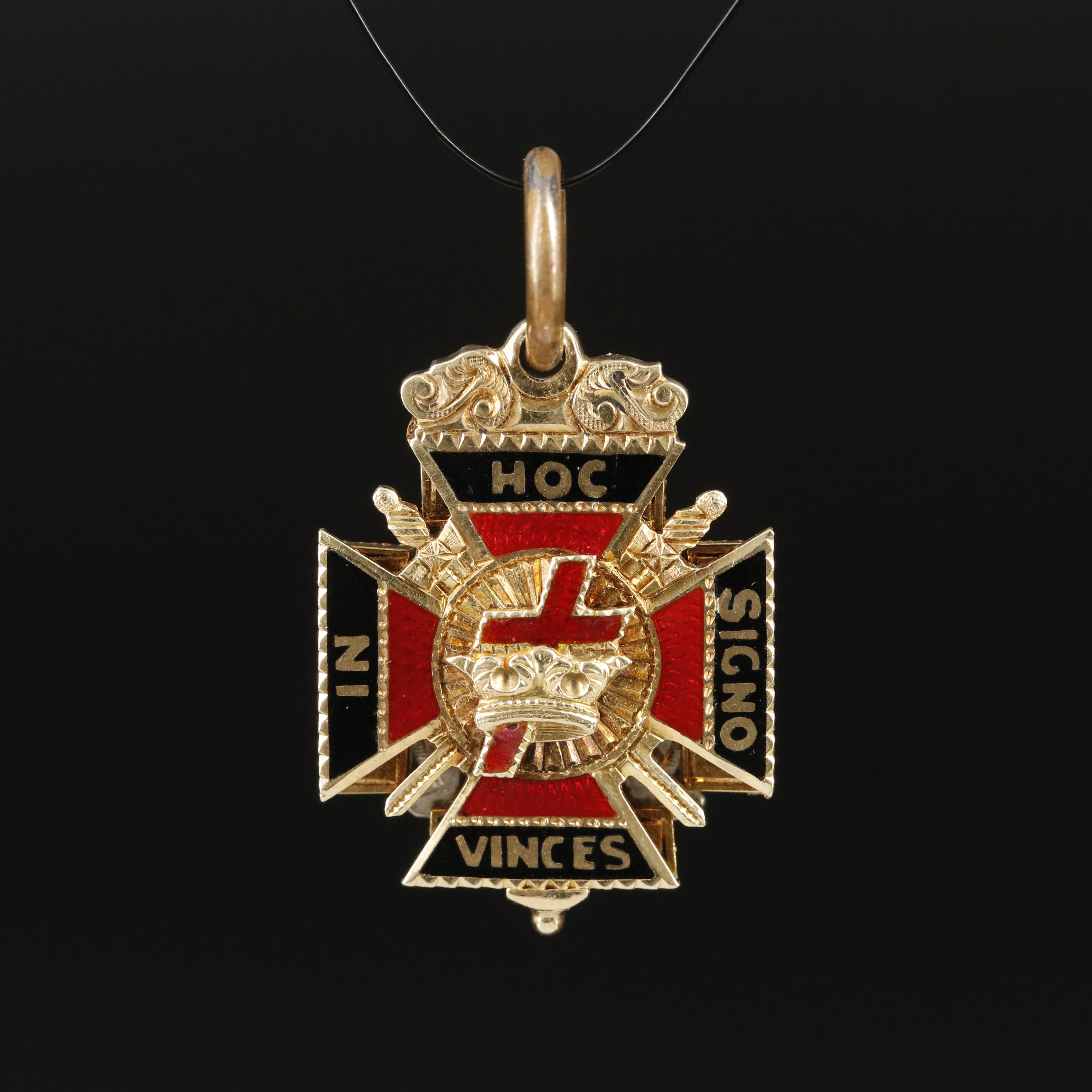 Masonic 14K HOC SIGNO VINCES IN Knights Templar Double Eagle 32nd ...