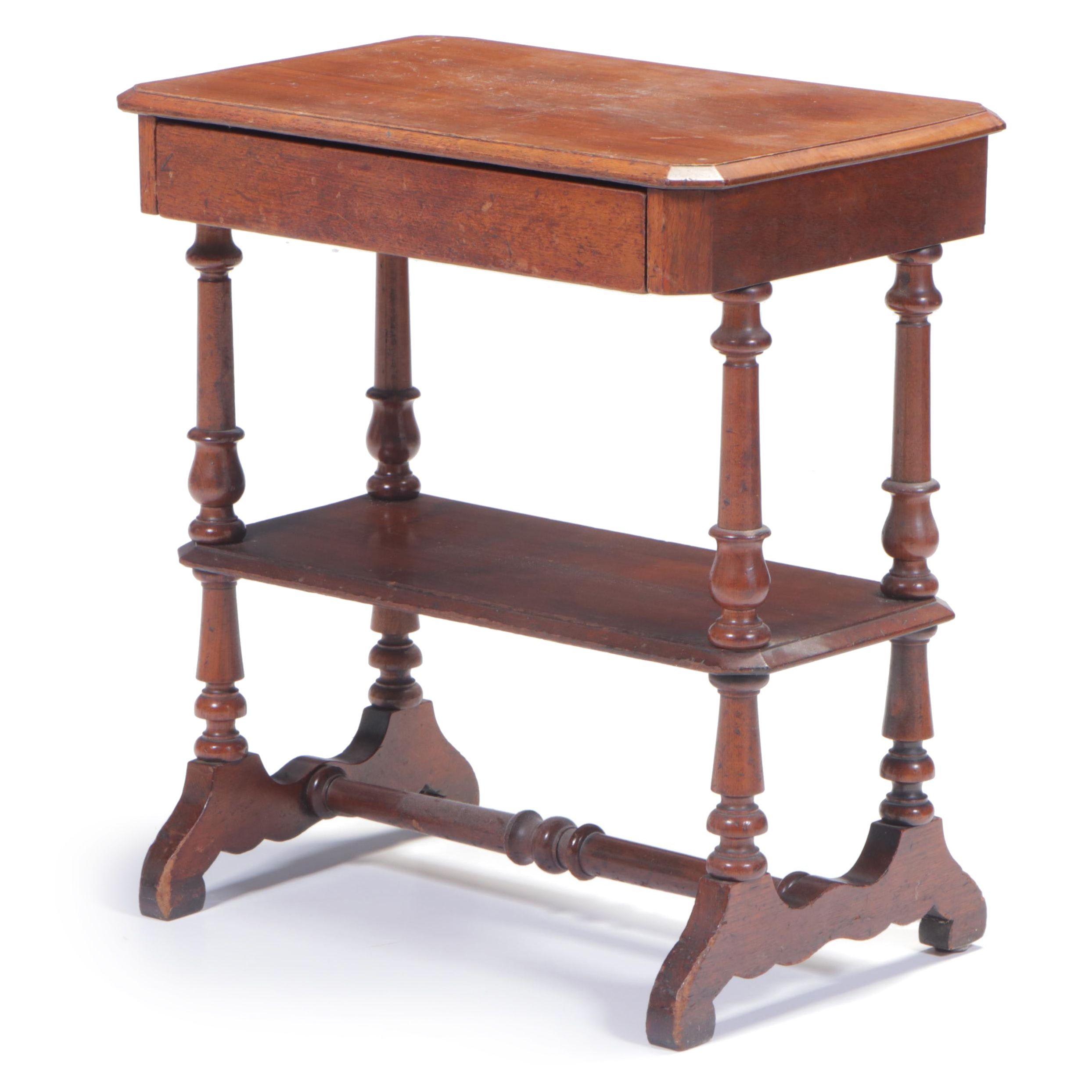 Victorian Walnut Two-Tier Trestle-Base Side Table, Mid to Late 19th ...