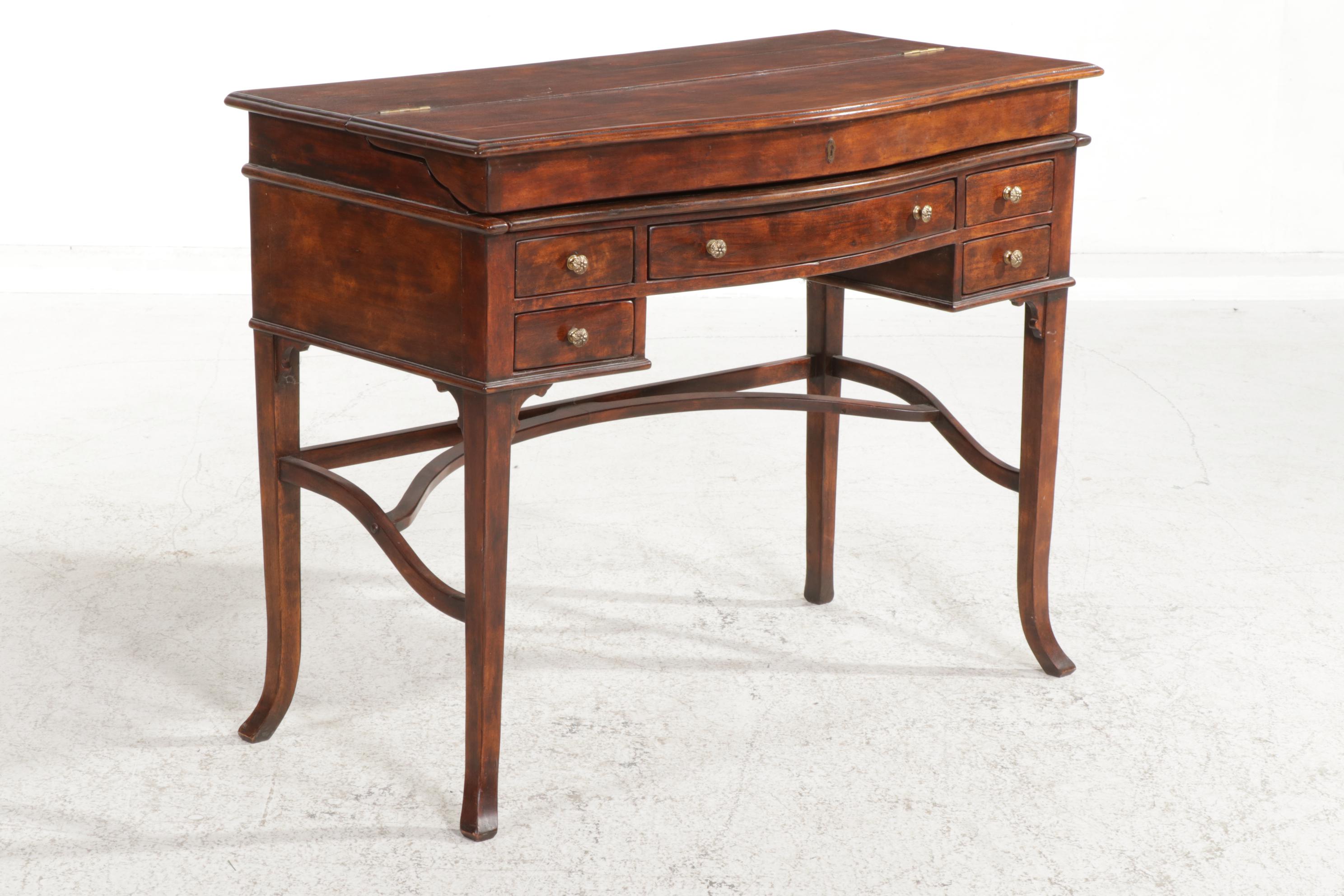 Theodore Alexander "Campaign Collection" Acacia and Leather Secretary ...