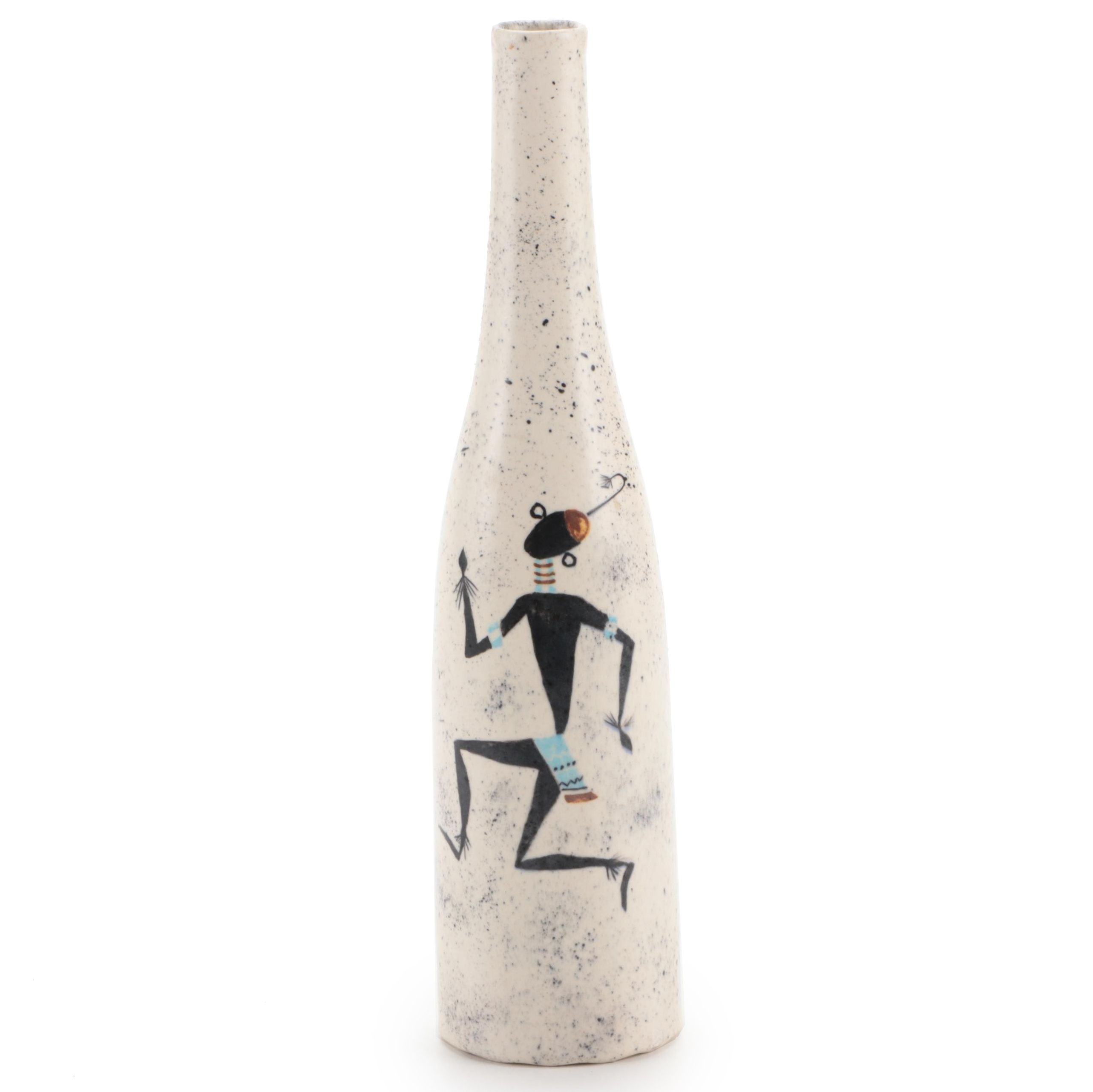 Mid Century Modern Stylized Primitive Figure Ceramic Vase | EBTH