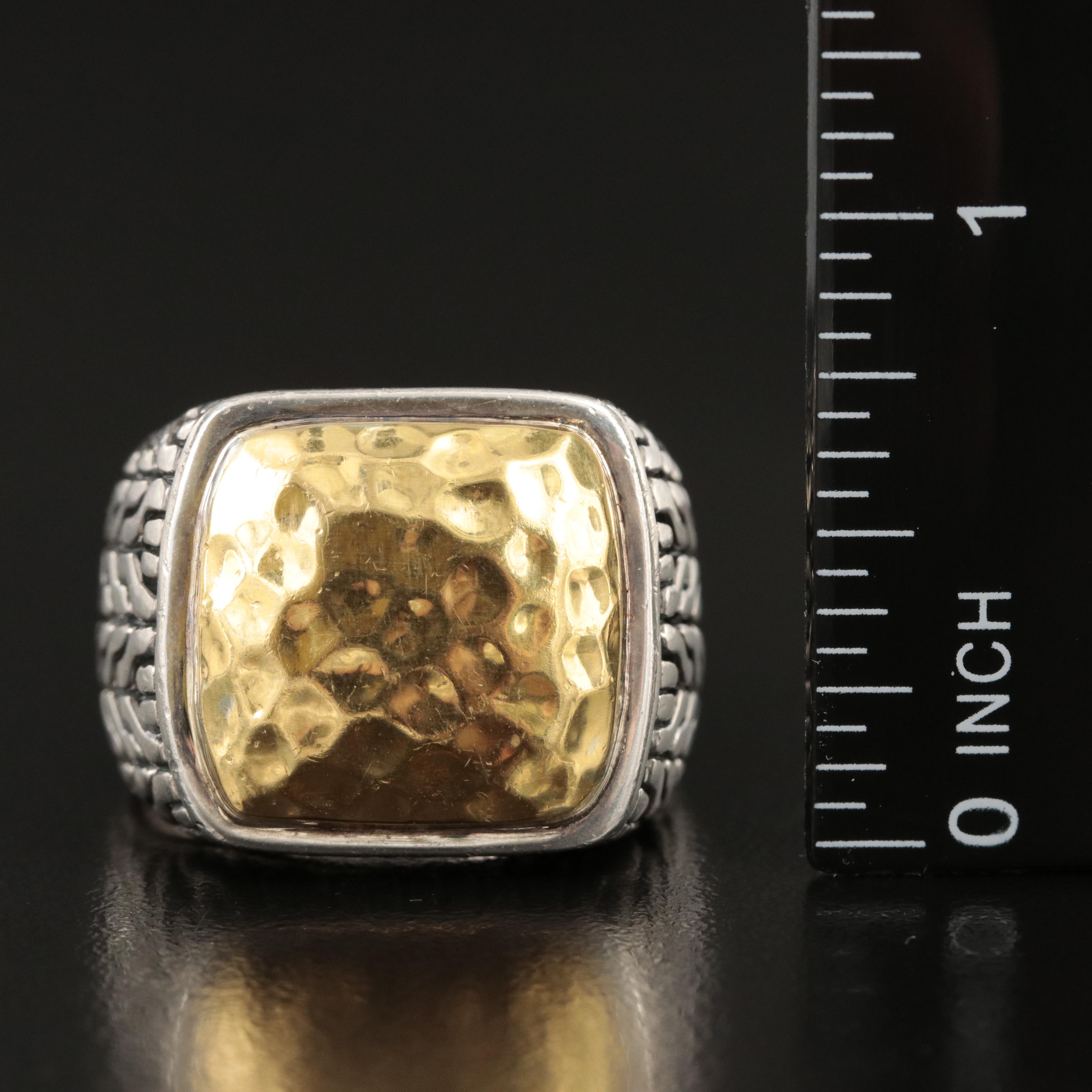 John Hardy "Palu" Sterling and 22K Hammered Ring | EBTH