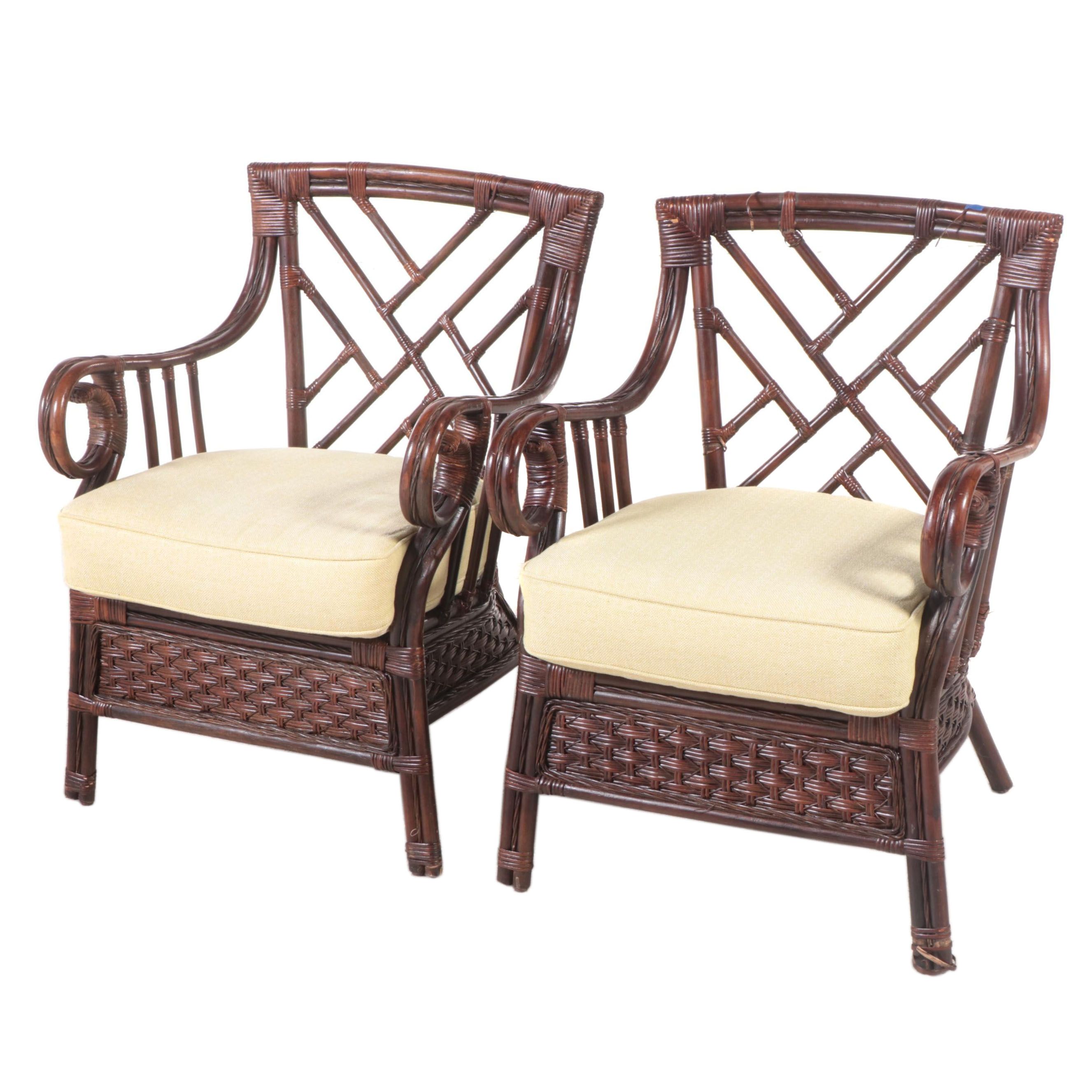 Pair of Rattan Patio Lounge Chairs | EBTH