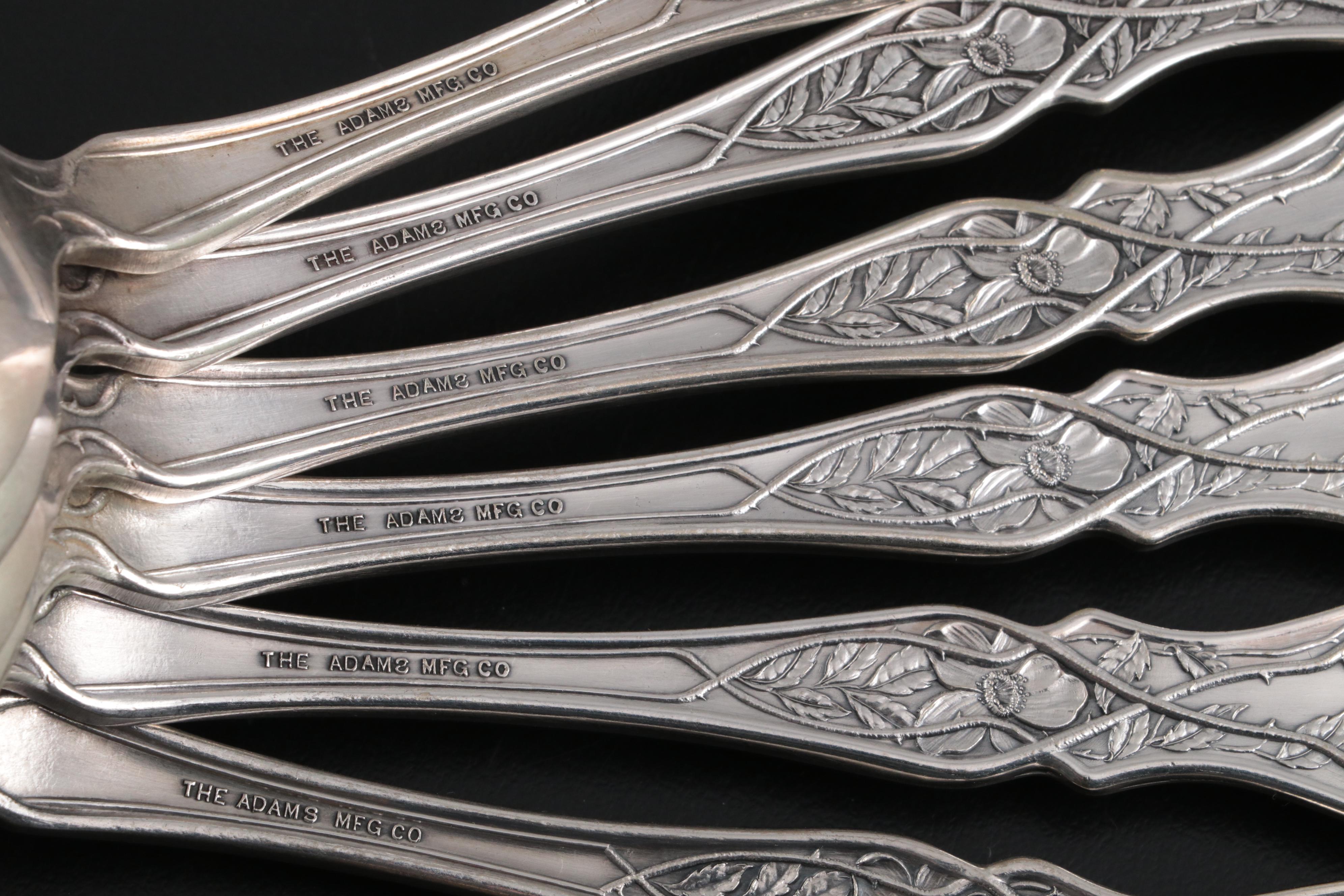 The Adams Mfg. Co. Silver Plate Flatware with Shell Sugar Spoon and ...