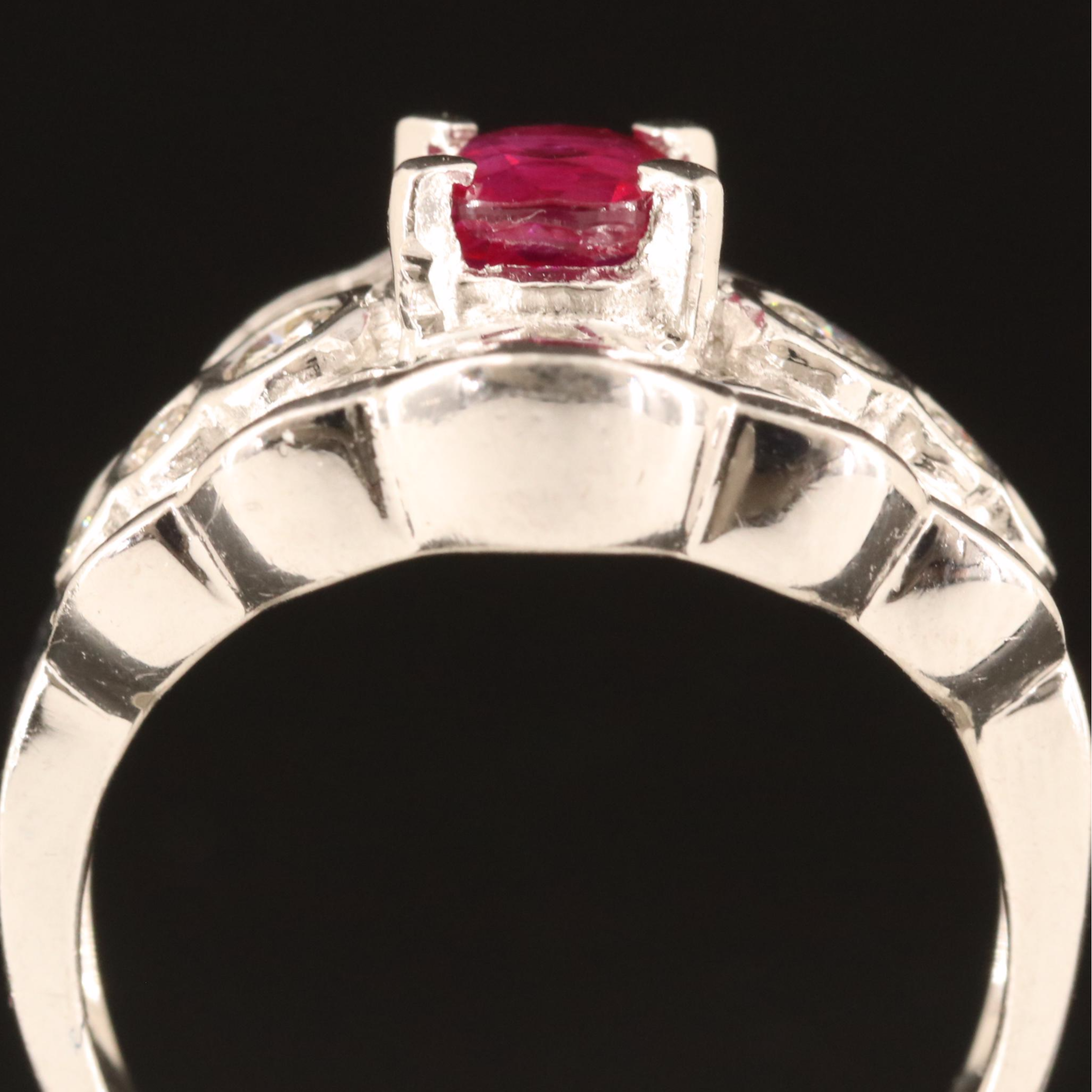 Platinum Ruby and Diamond Scalloped Ring | EBTH