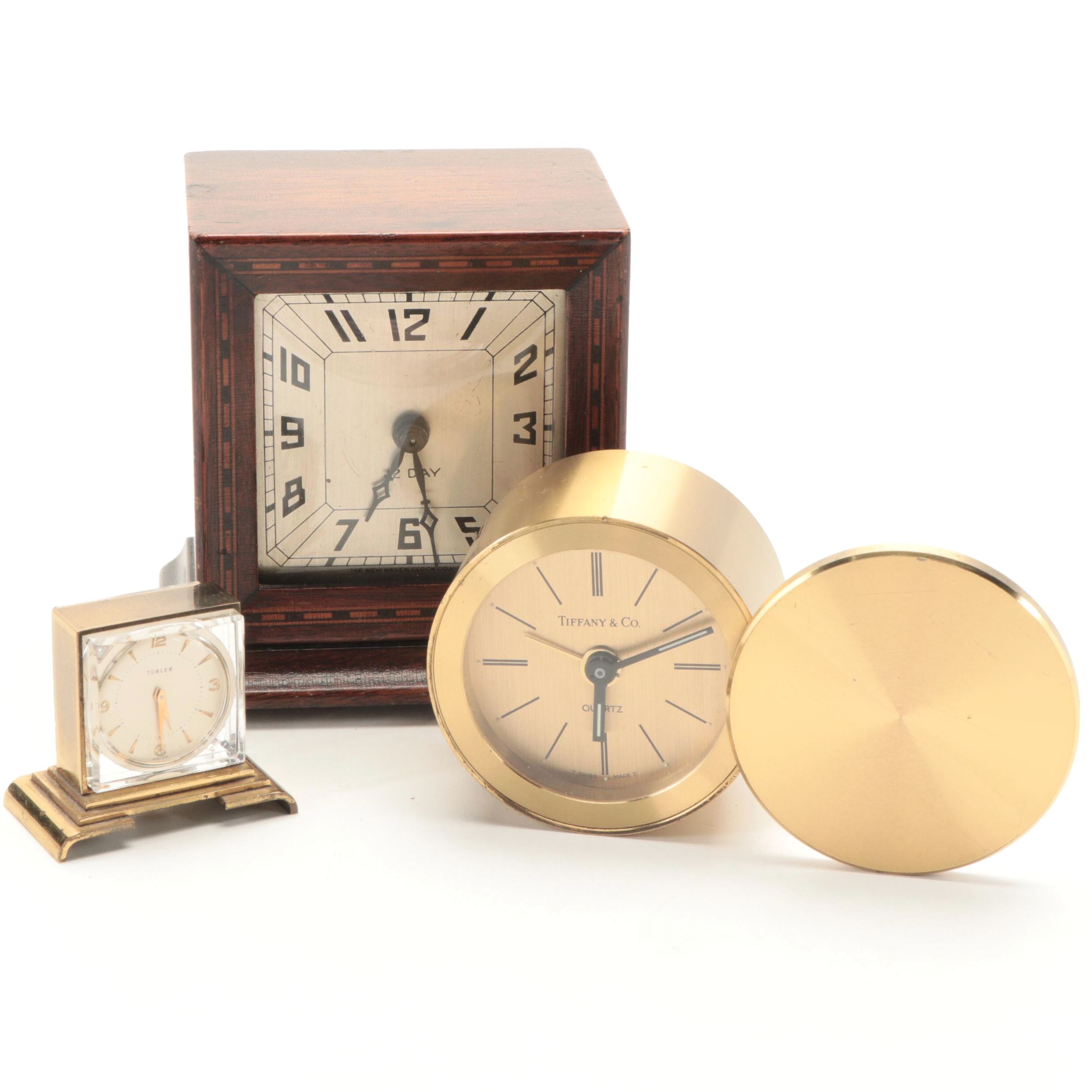 Tiffany & Co. Brass With New Haven Clock Co. and Turler Desk Clocks | EBTH
