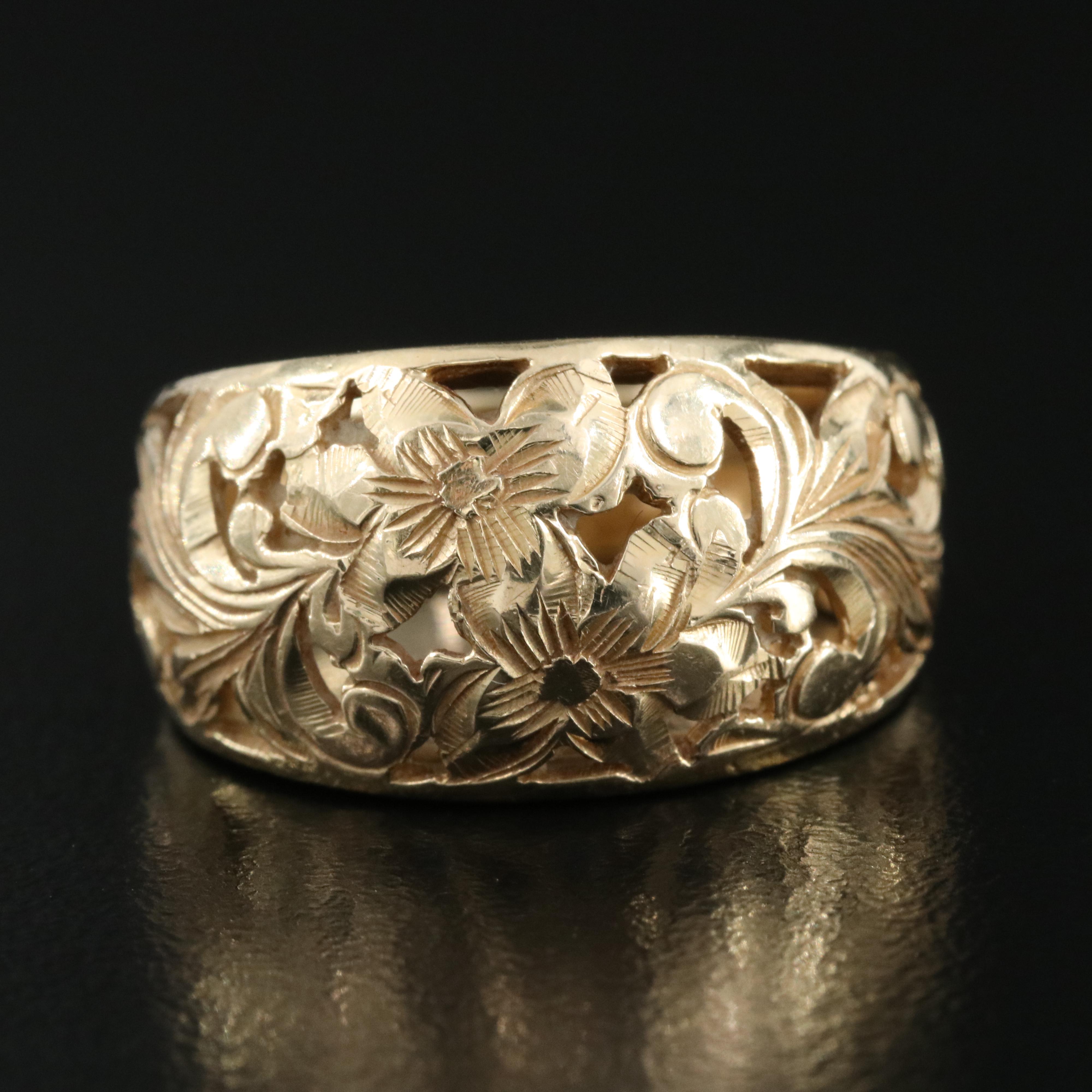 14K Floral Scrollwork Ring | EBTH