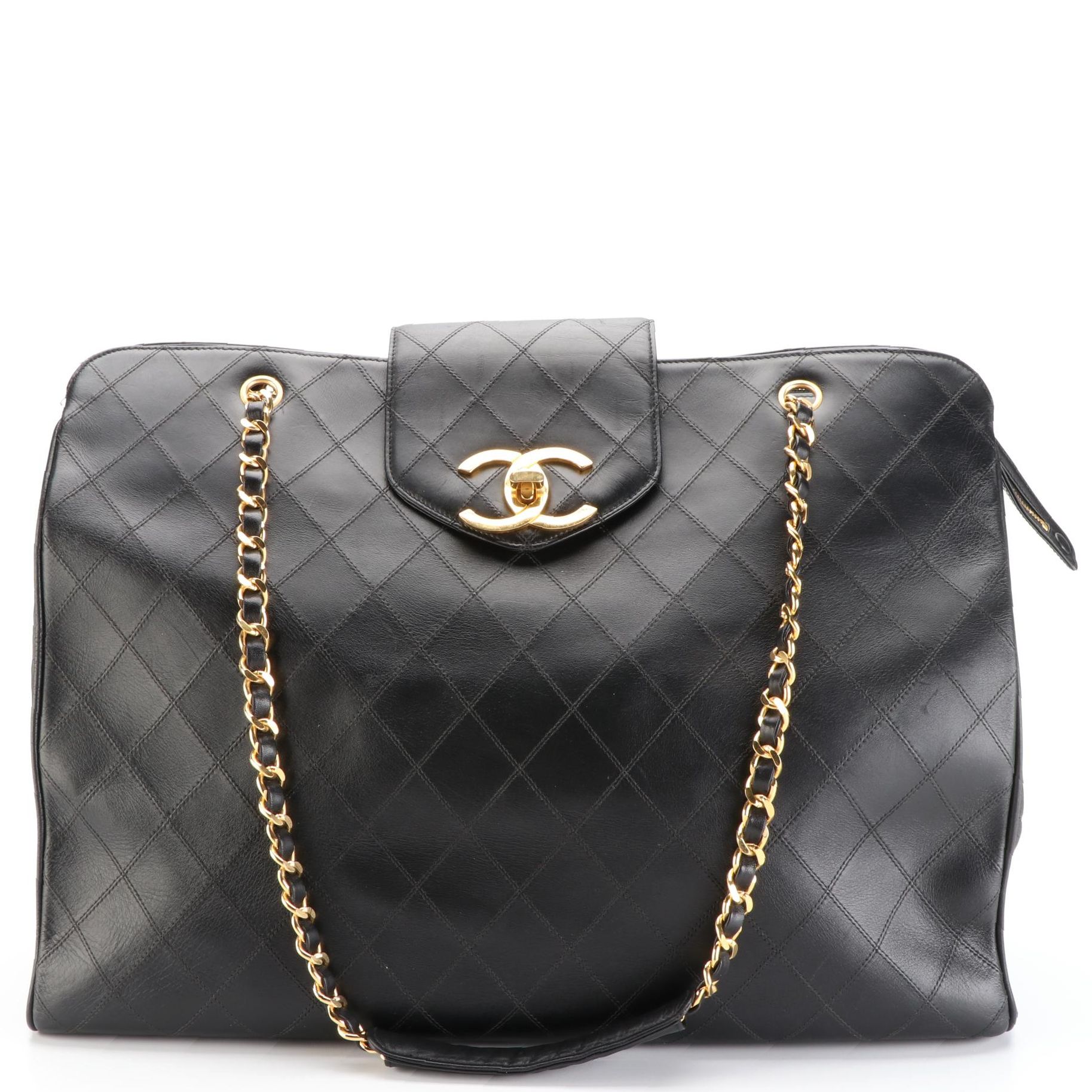 Chanel XL Supermodel Tote/Weekender Bag in Black Diamond Stitch ...