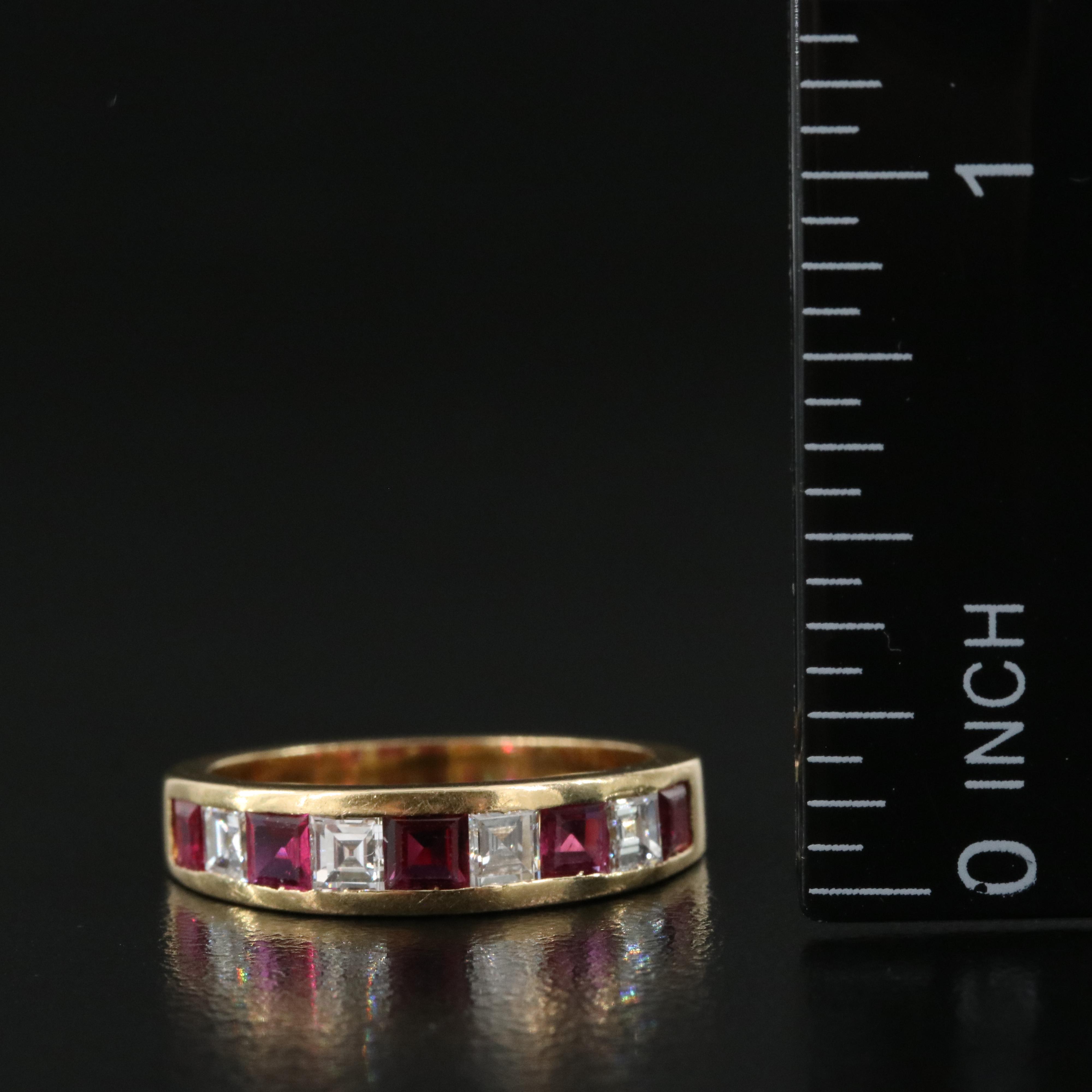 18K Flush Set Diamond and Ruby Band | EBTH