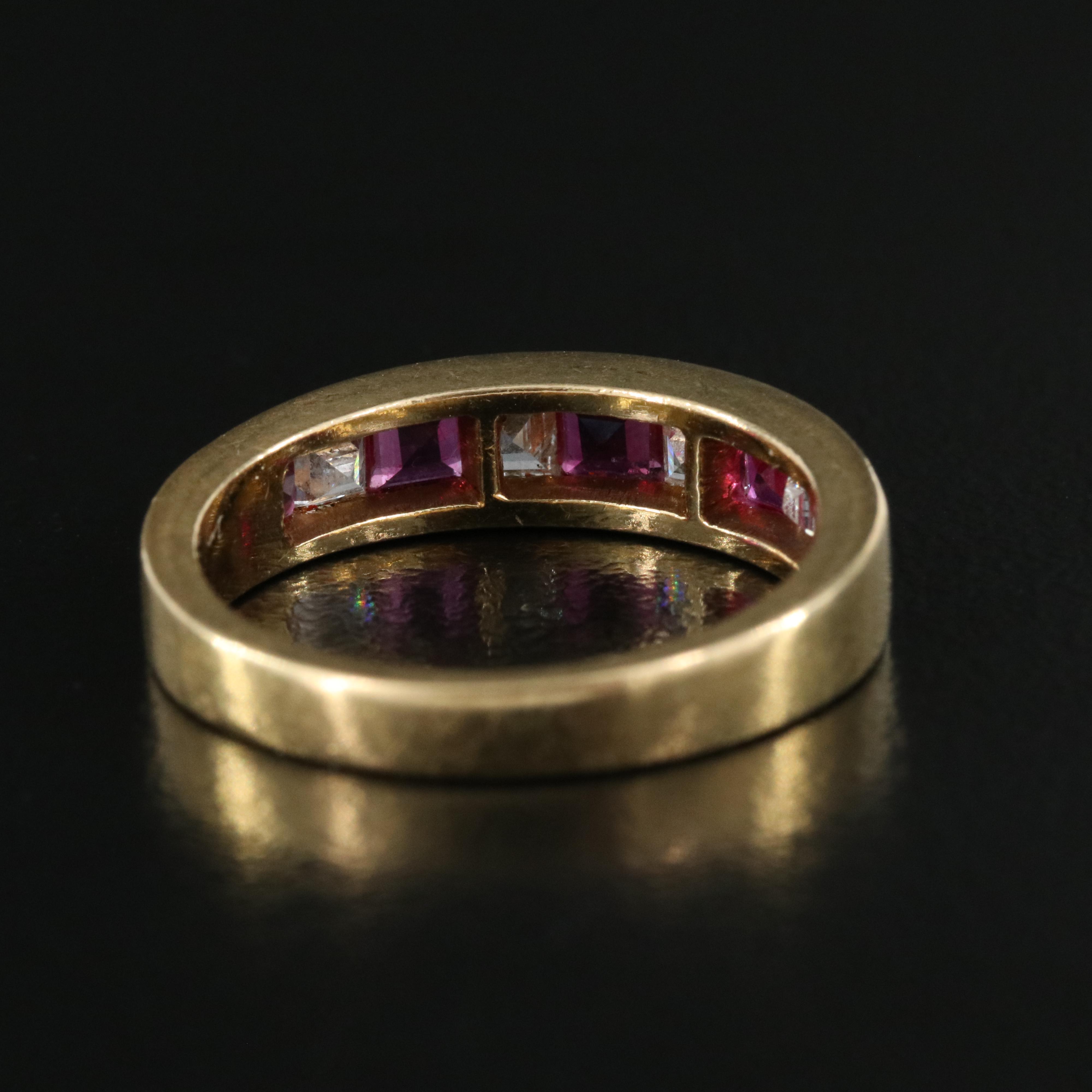 18K Flush Set Diamond and Ruby Band | EBTH