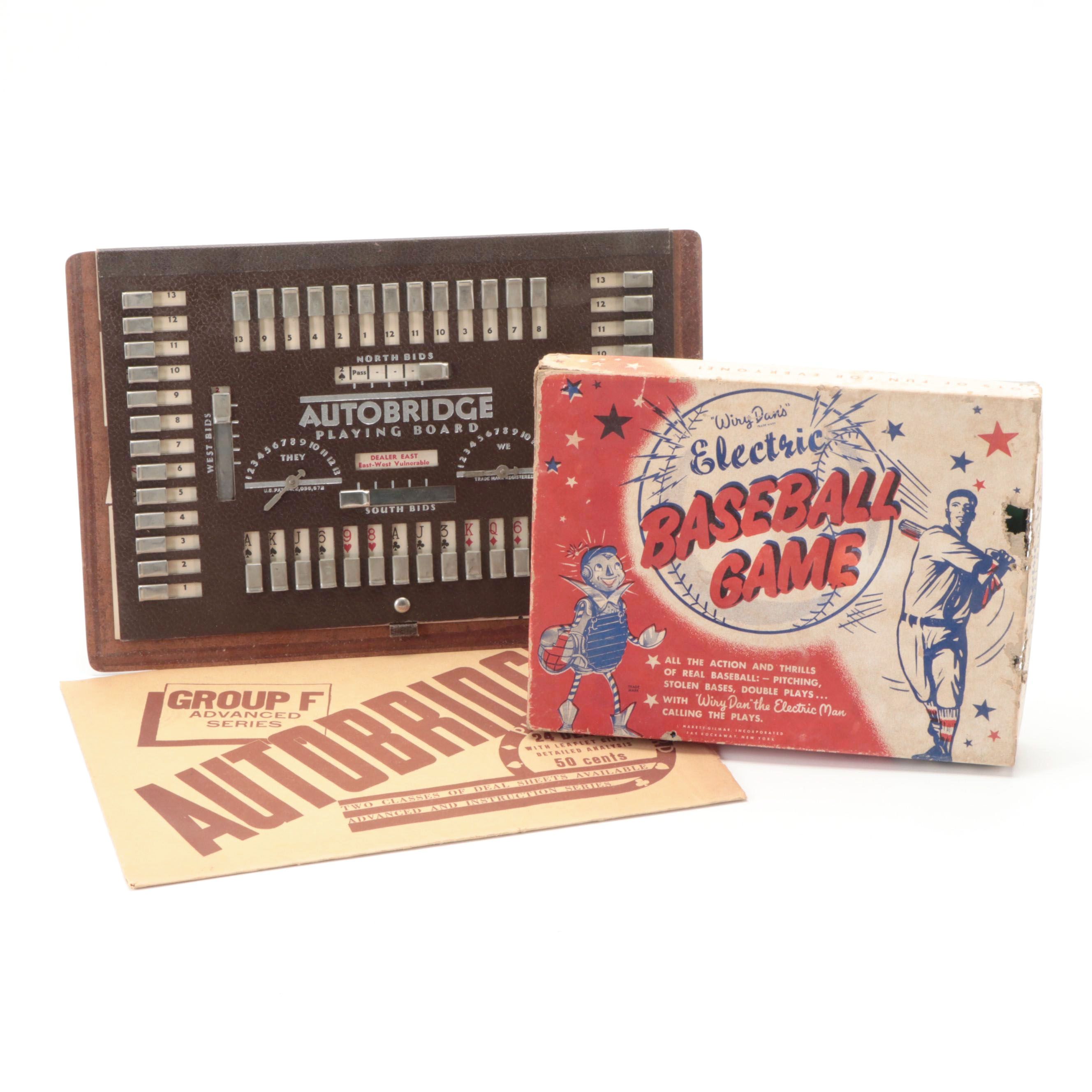 Wiry Dan's Electric Baseball Game and Autobridge Playing Board Game ...