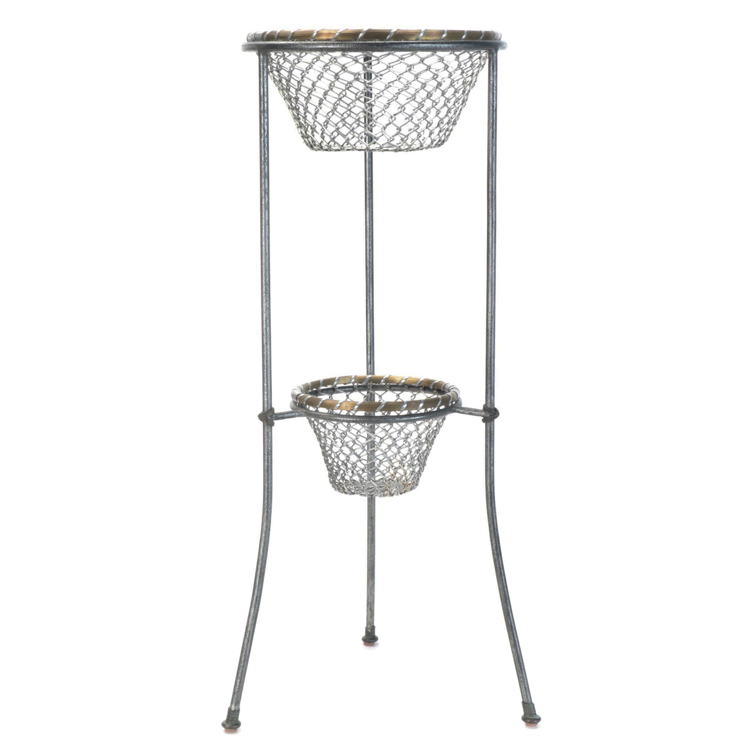 Contemporary Two-Tiered Wire Basket Stand | Everything But The House
