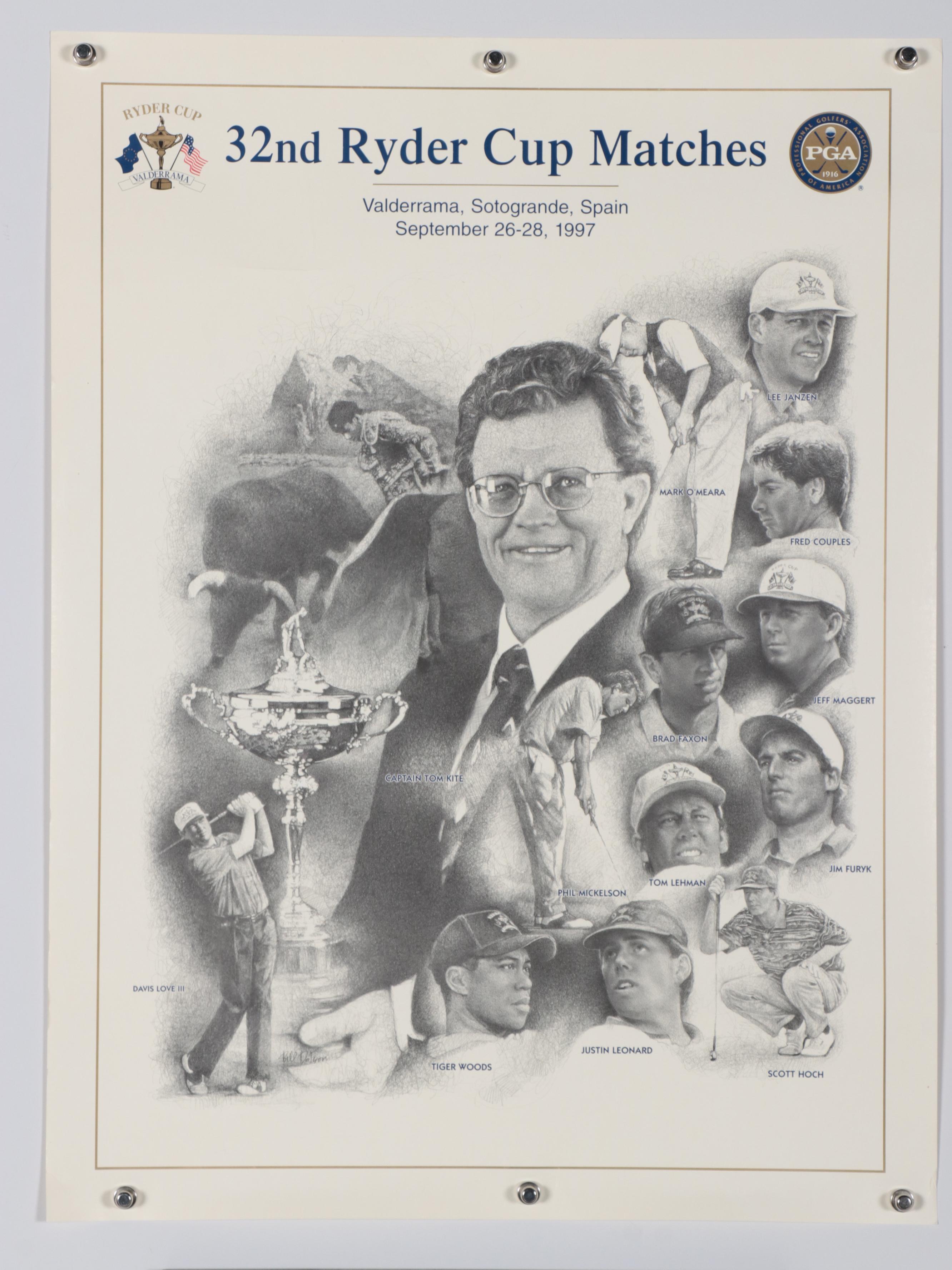 Offset Lithograph Posters of Pro Golfers and Halftone of Chick Evans | EBTH