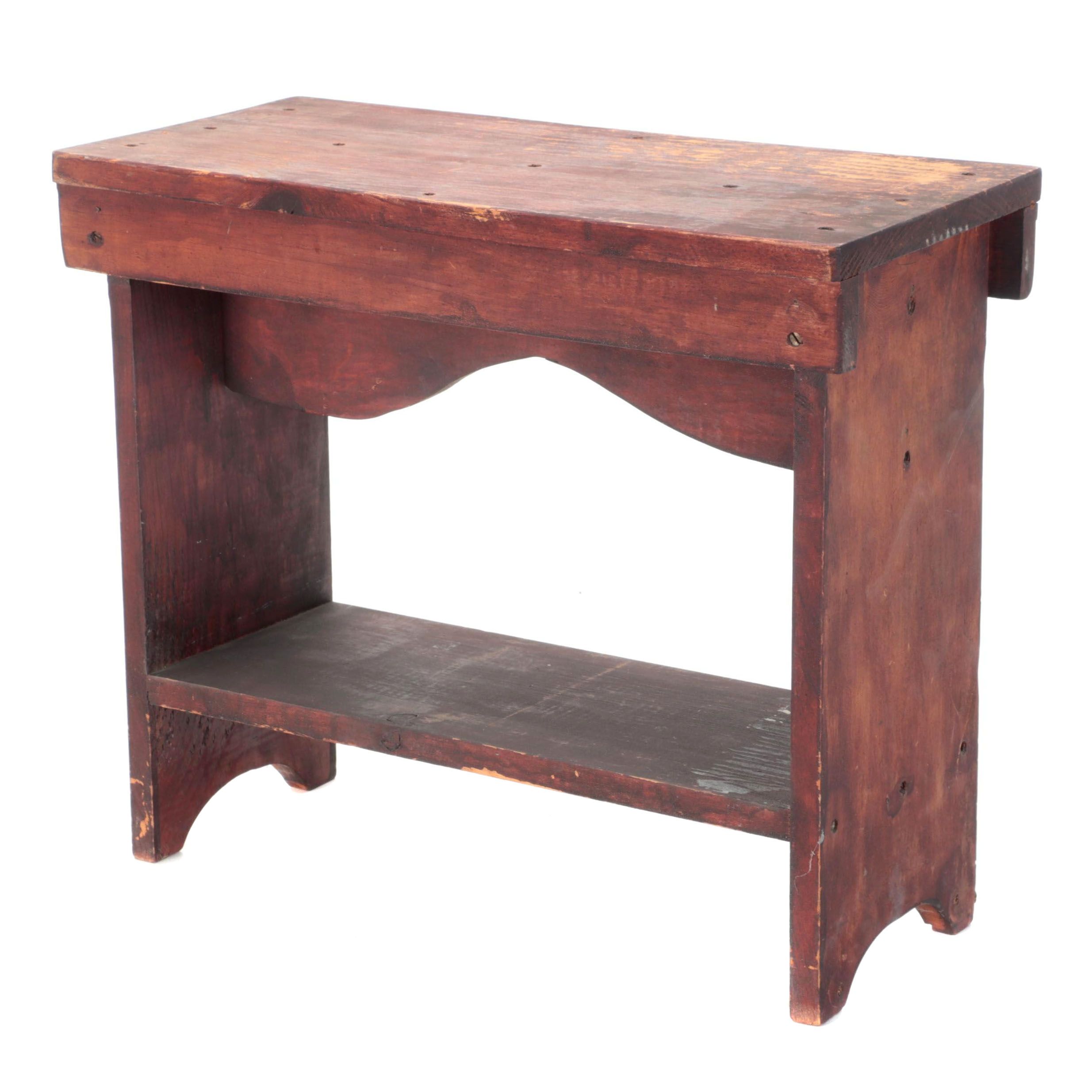 American Primitive Red-Painted Pine Bench | EBTH