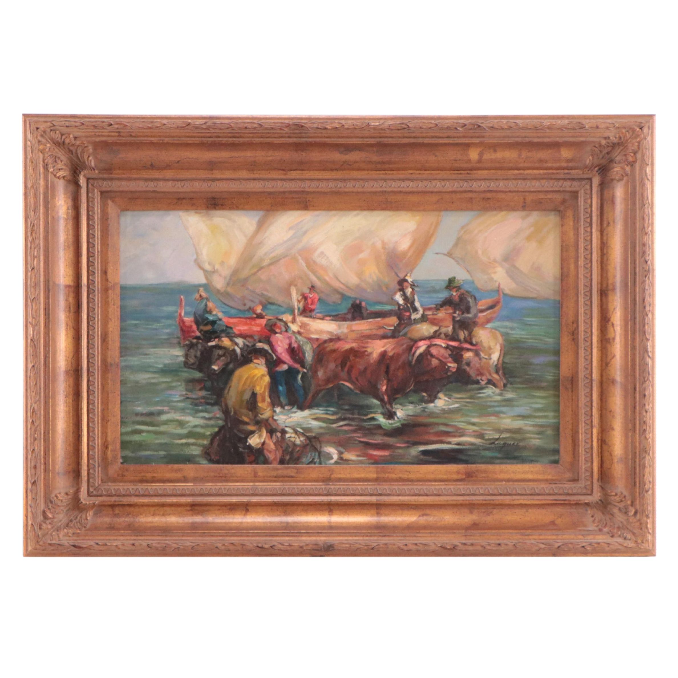 Luquer Narrative Oil Painting, Late 20th Century | EBTH