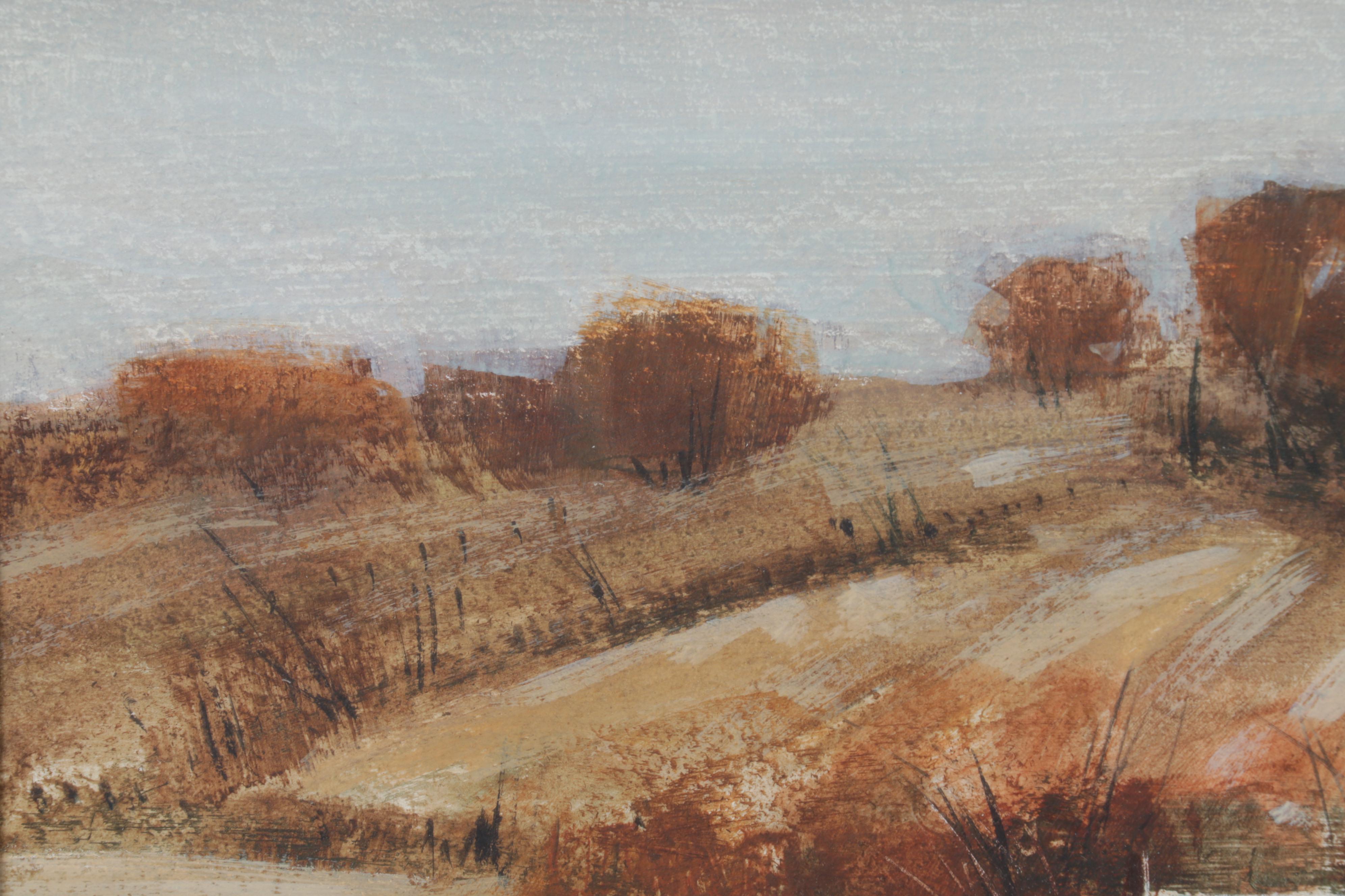 Ed Gifford Watercolor Painting of Farmhouse and Fields, Late 20th ...