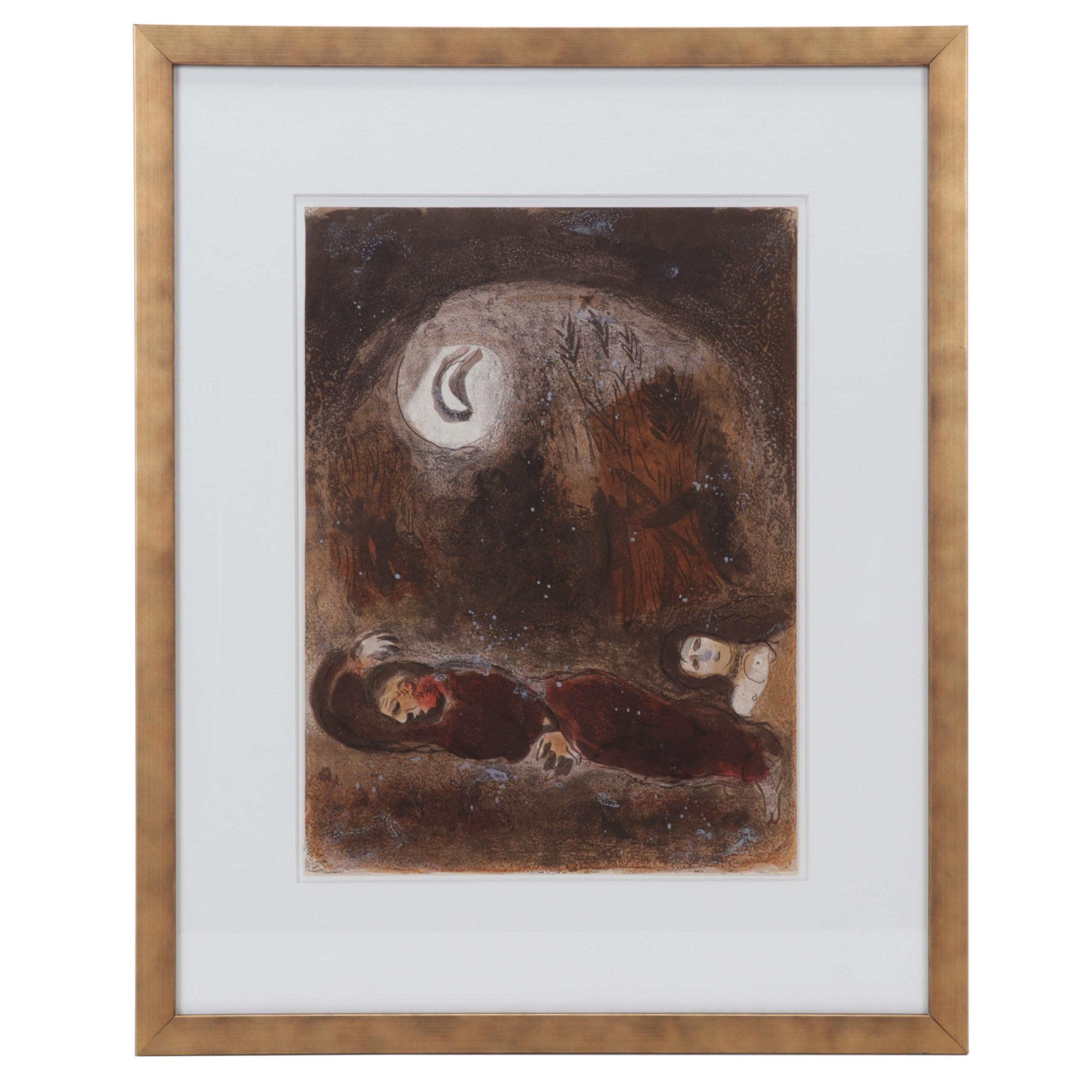 Marc Chagall Color Lithograph "Ruth aux pieds de Boaz" From "Verve ...