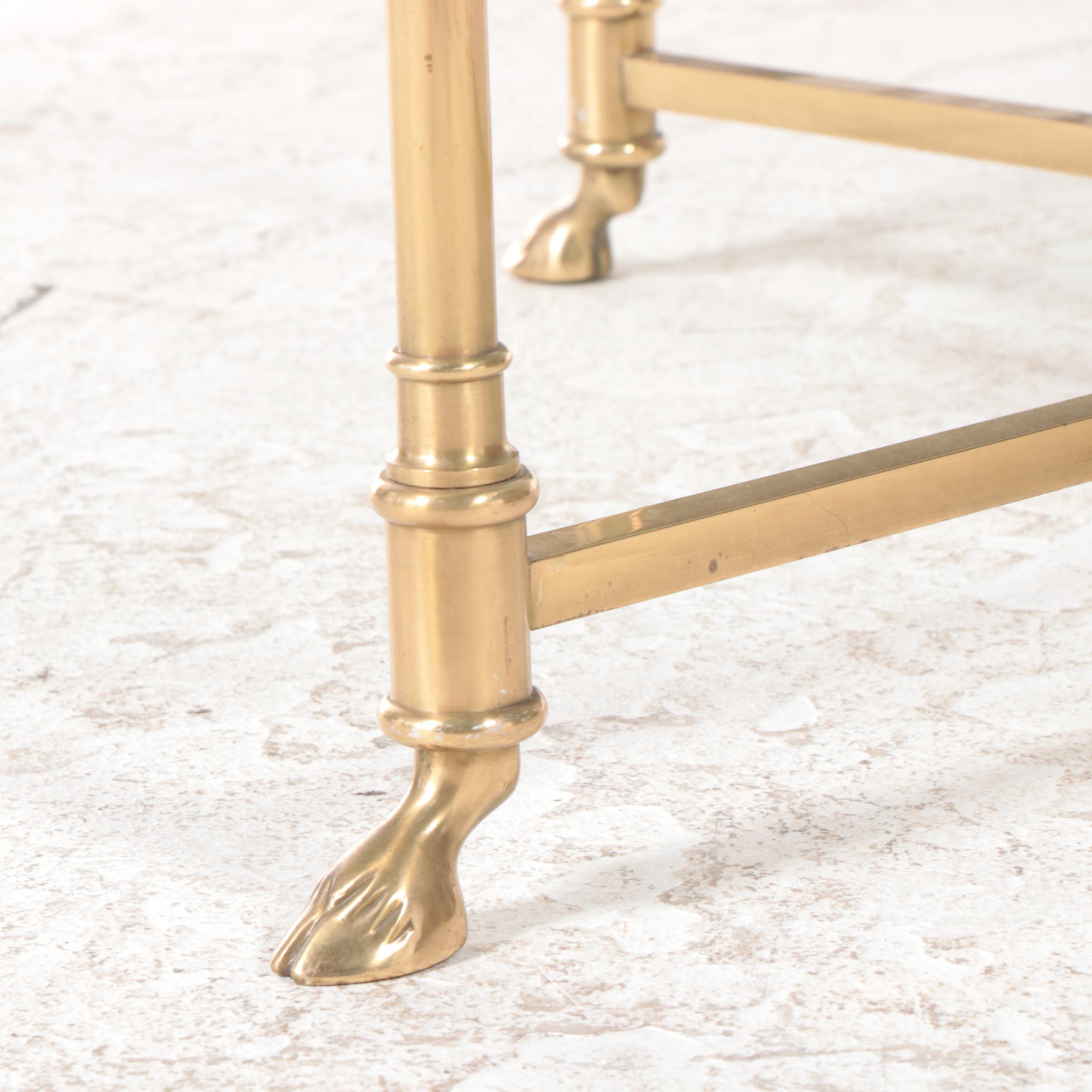 La Barge Brass and Glass Top Hoof-Footed Round Coffee Table | EBTH