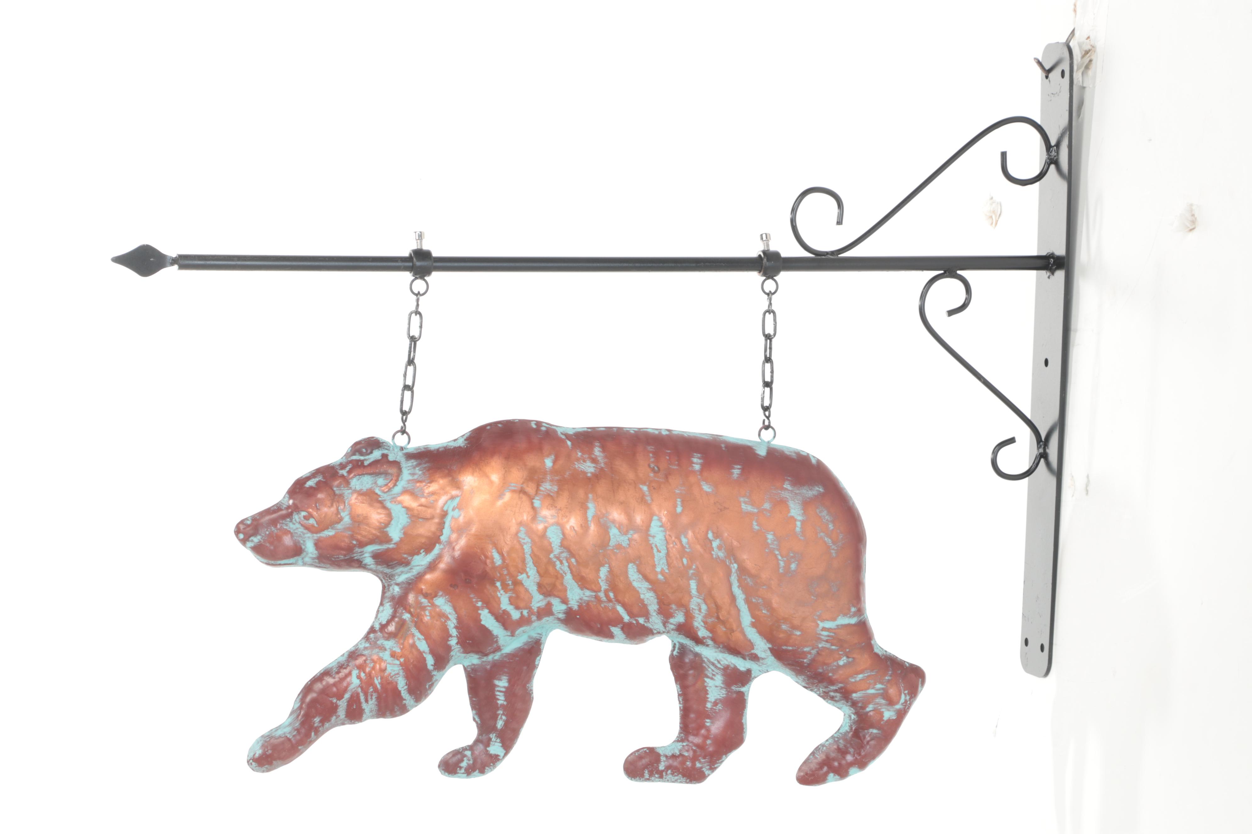 Verdigris Copper Bear Wall Sign | Everything But The House
