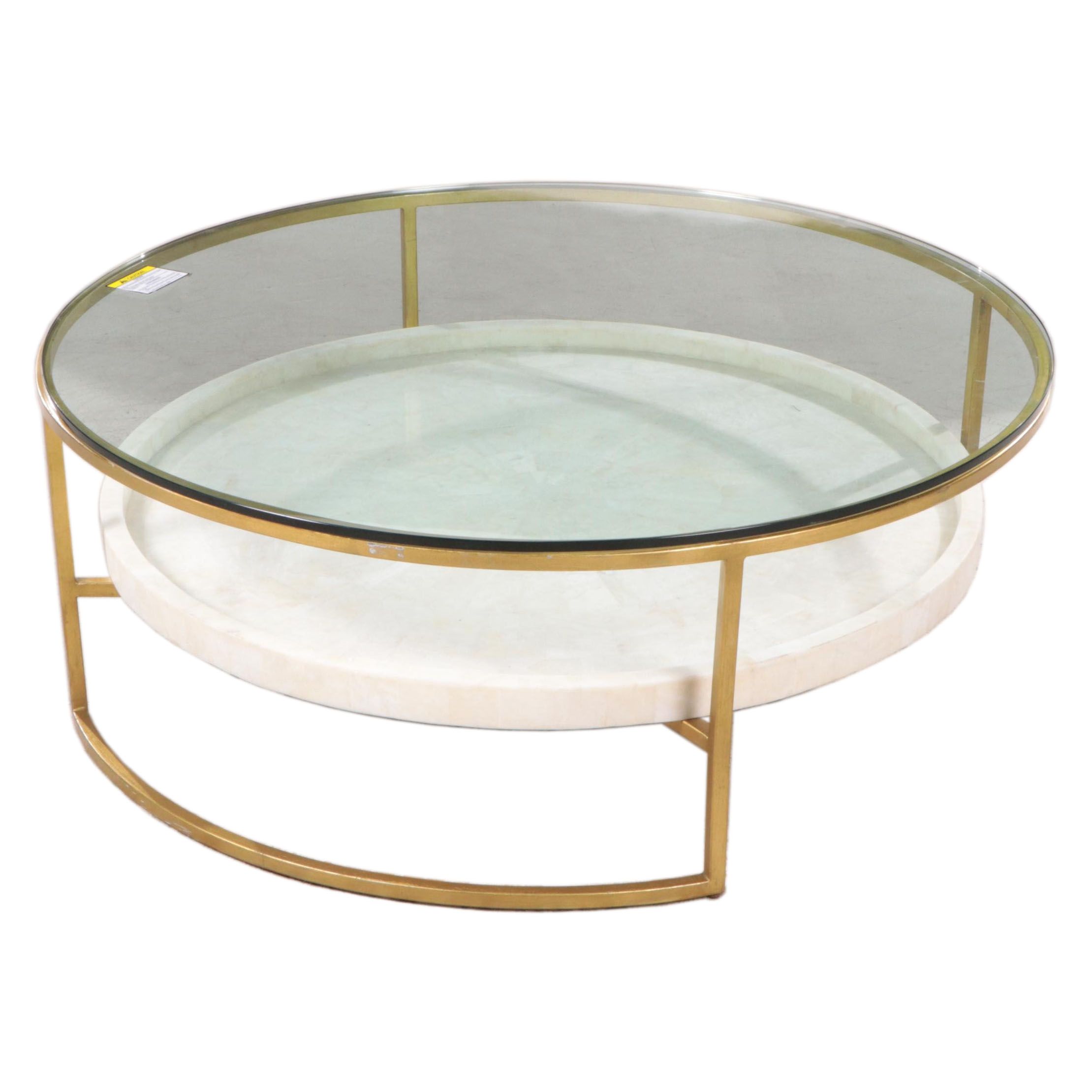Artistica Home "Cumulus" Gold Foil Iron, White Stone and Glass Top Coffee Table | Everything But ...