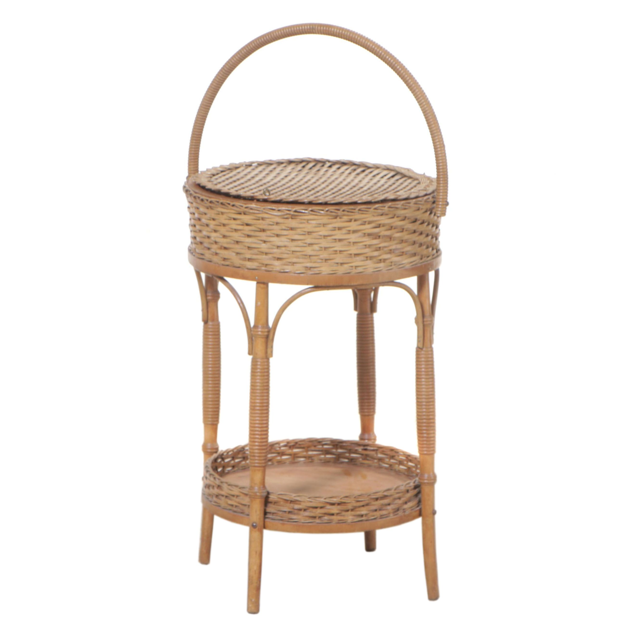 Heywood Brothers and Wakefield Company Wicker Sewing Stand, Early 20th ...
