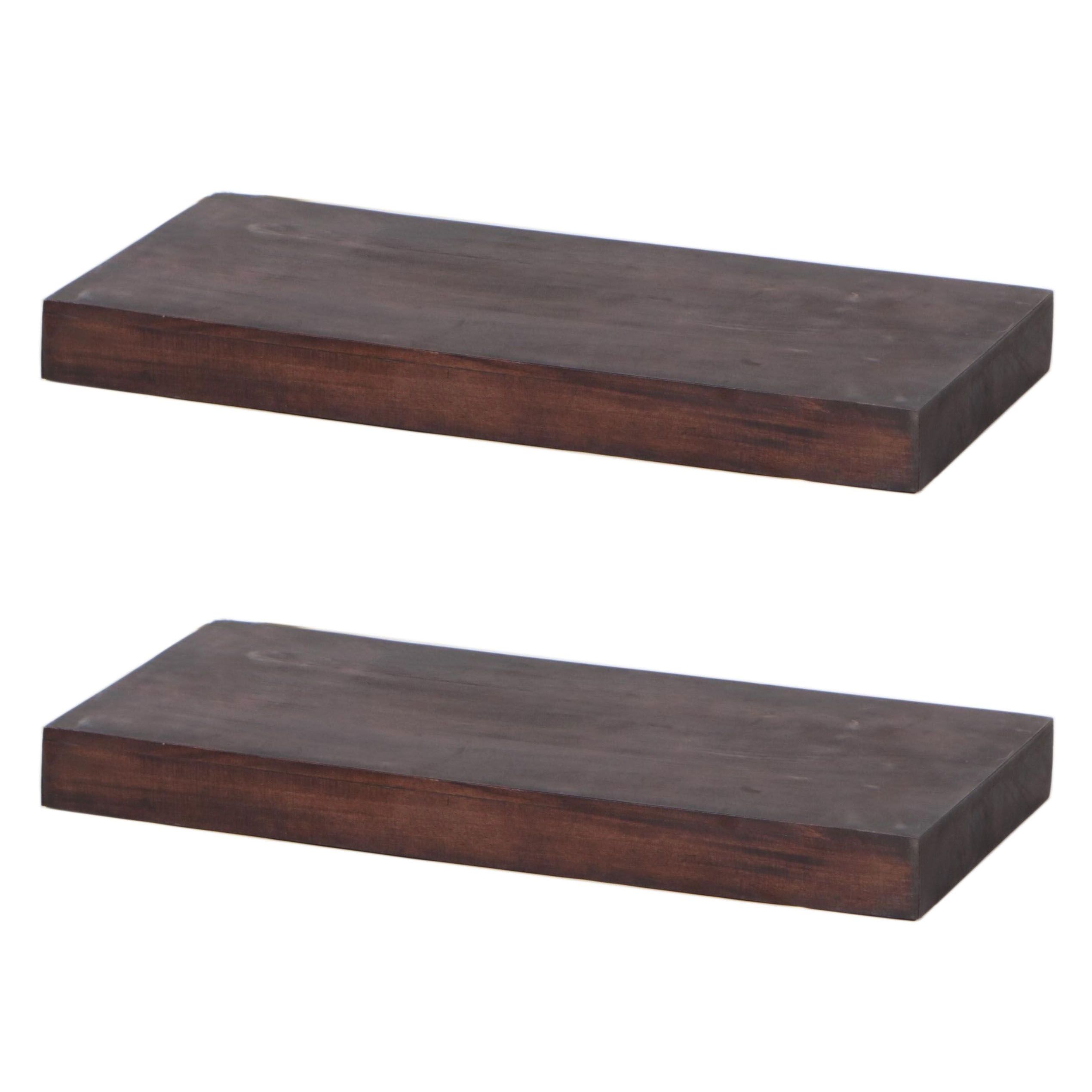 Pair of Threshold Wood Block Wall Shelves in Walnut | Everything But ...