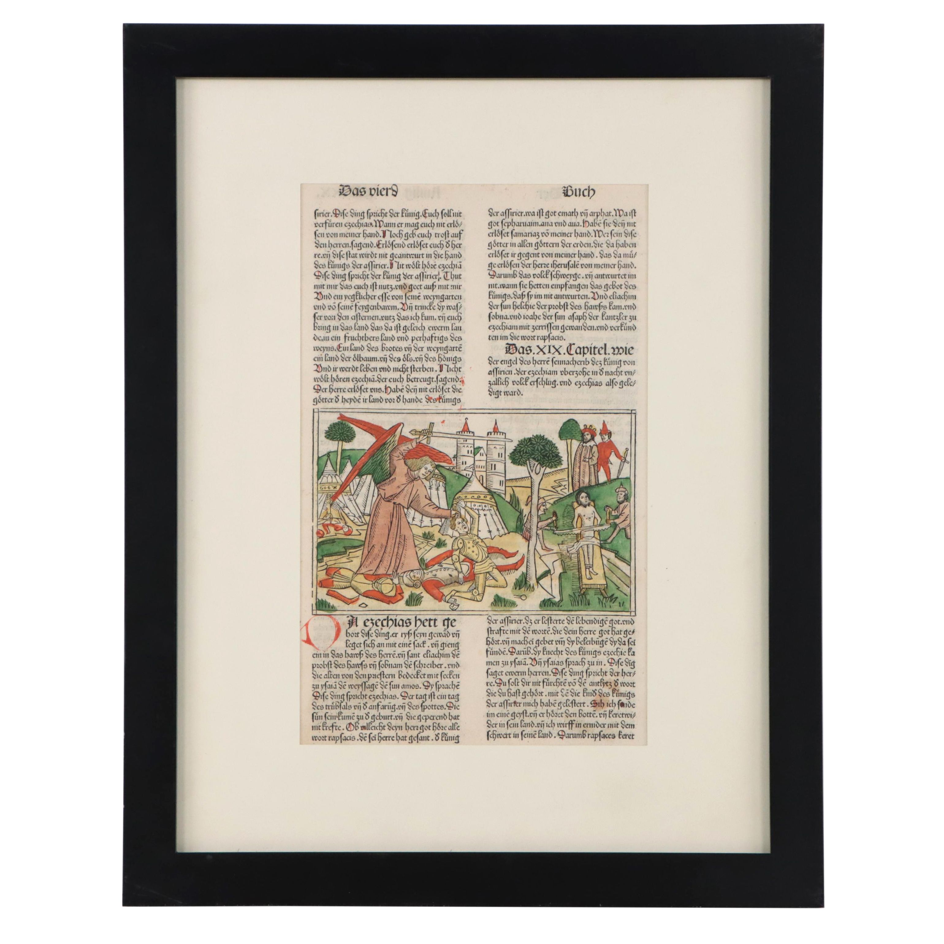 German Rubricated Leaf from the Koberger Bible, 19th Century | EBTH