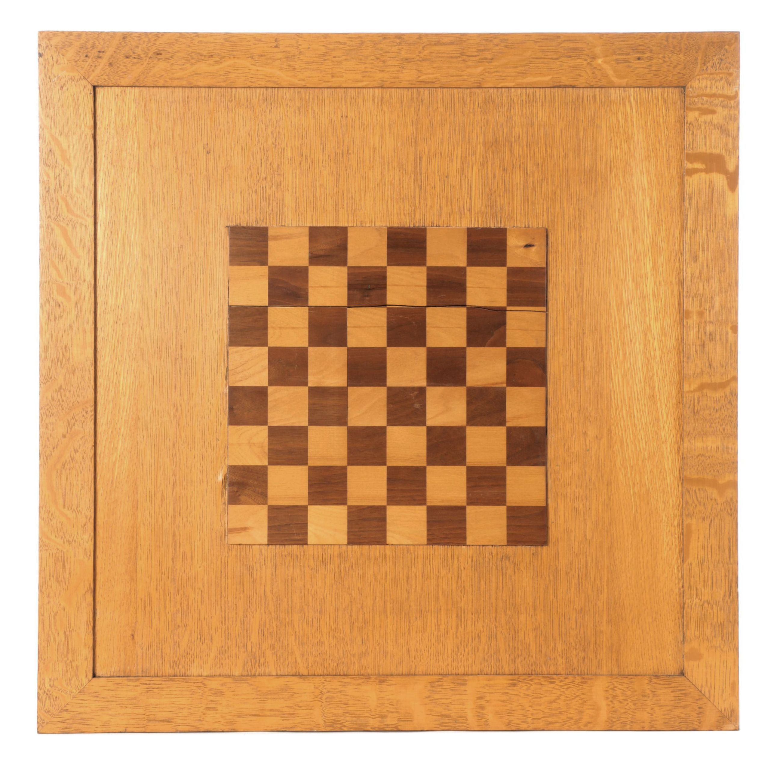 Oak Framed Walnut and Butternut Chess and Checkers Game Board | EBTH