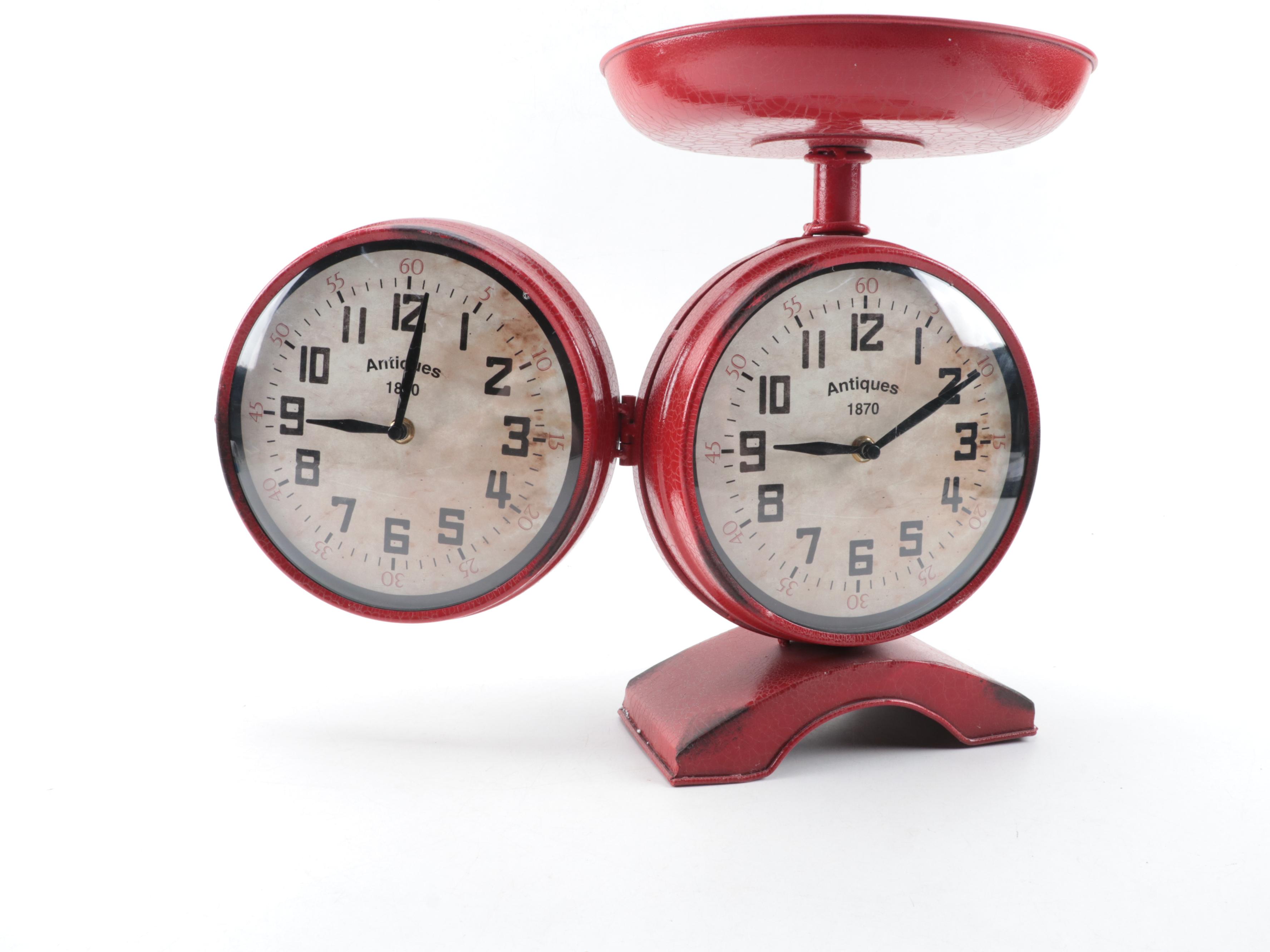 Creative Co-Op Crackle-Painted Metal Scale Dual Sided Clock | EBTH