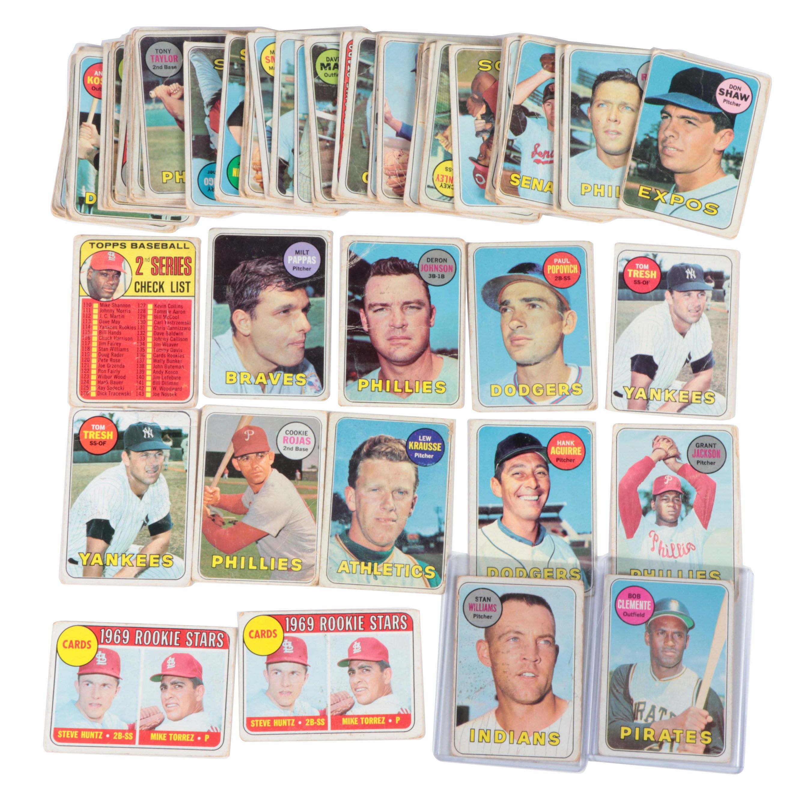 1969 Topps Baseball Cards Including Roberto Clemente, Stan Williams and ...