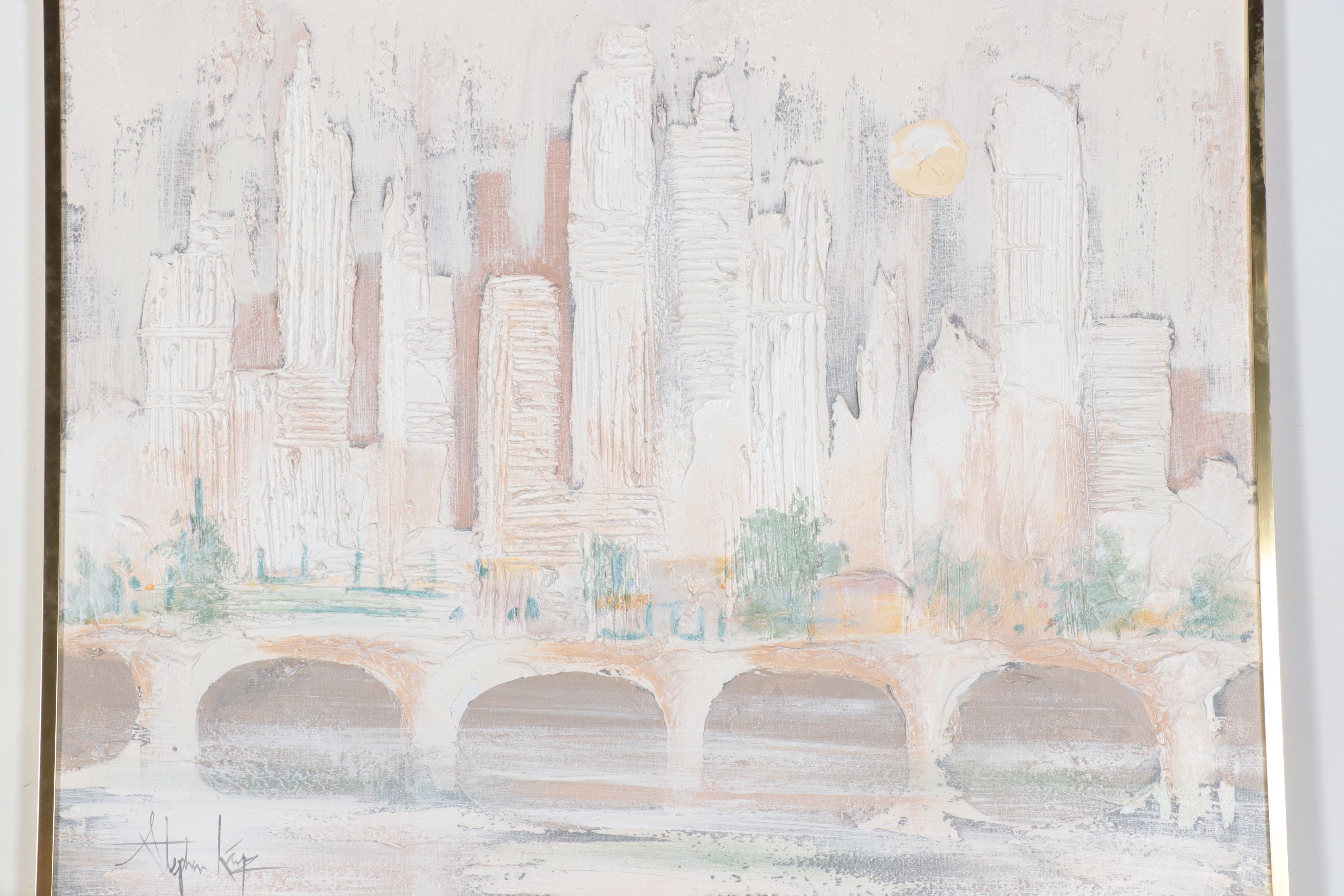 Stephen Kaye Mixed Media Painting of Impasto Cityscape | EBTH