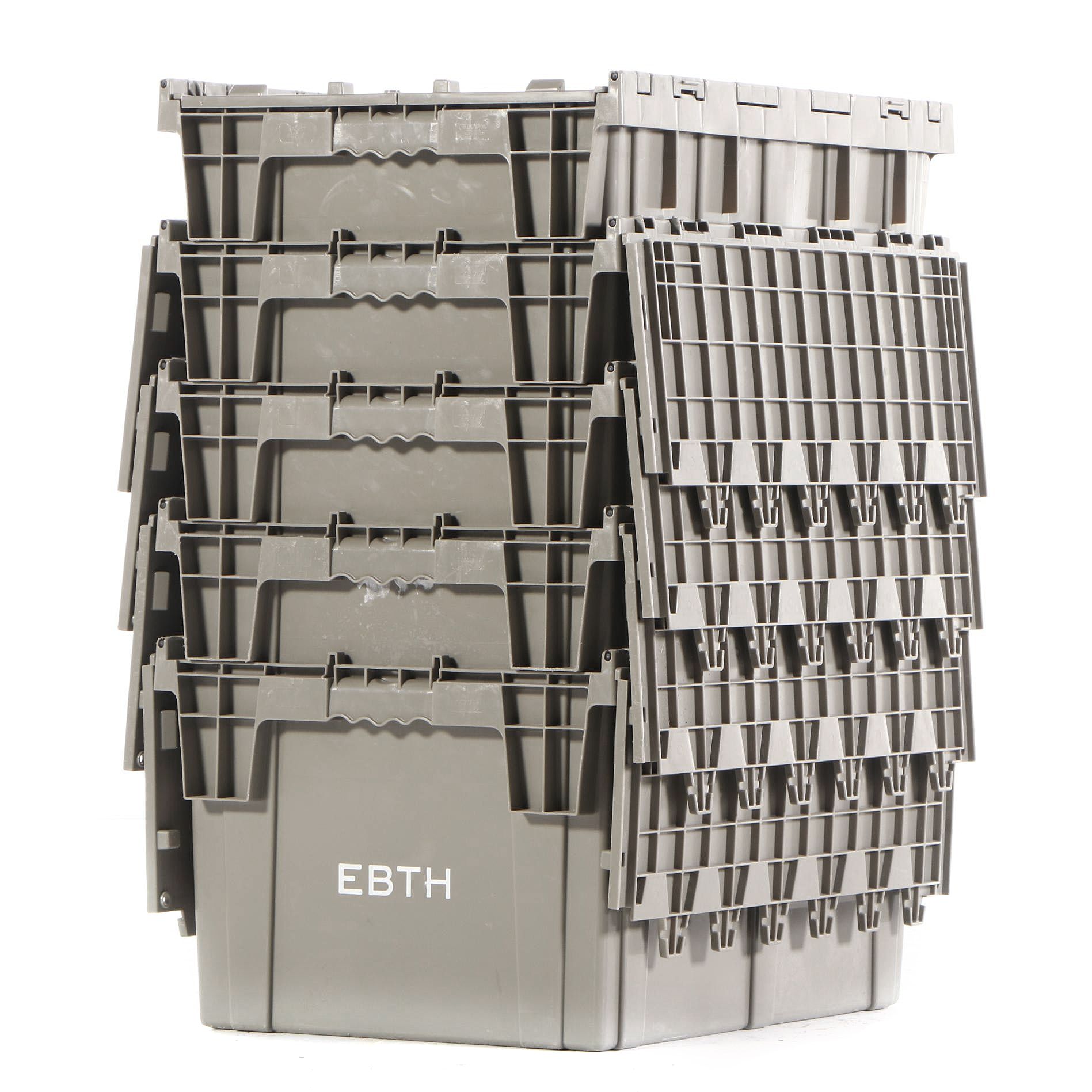 Five Grey Plastic Storage Totes | EBTH