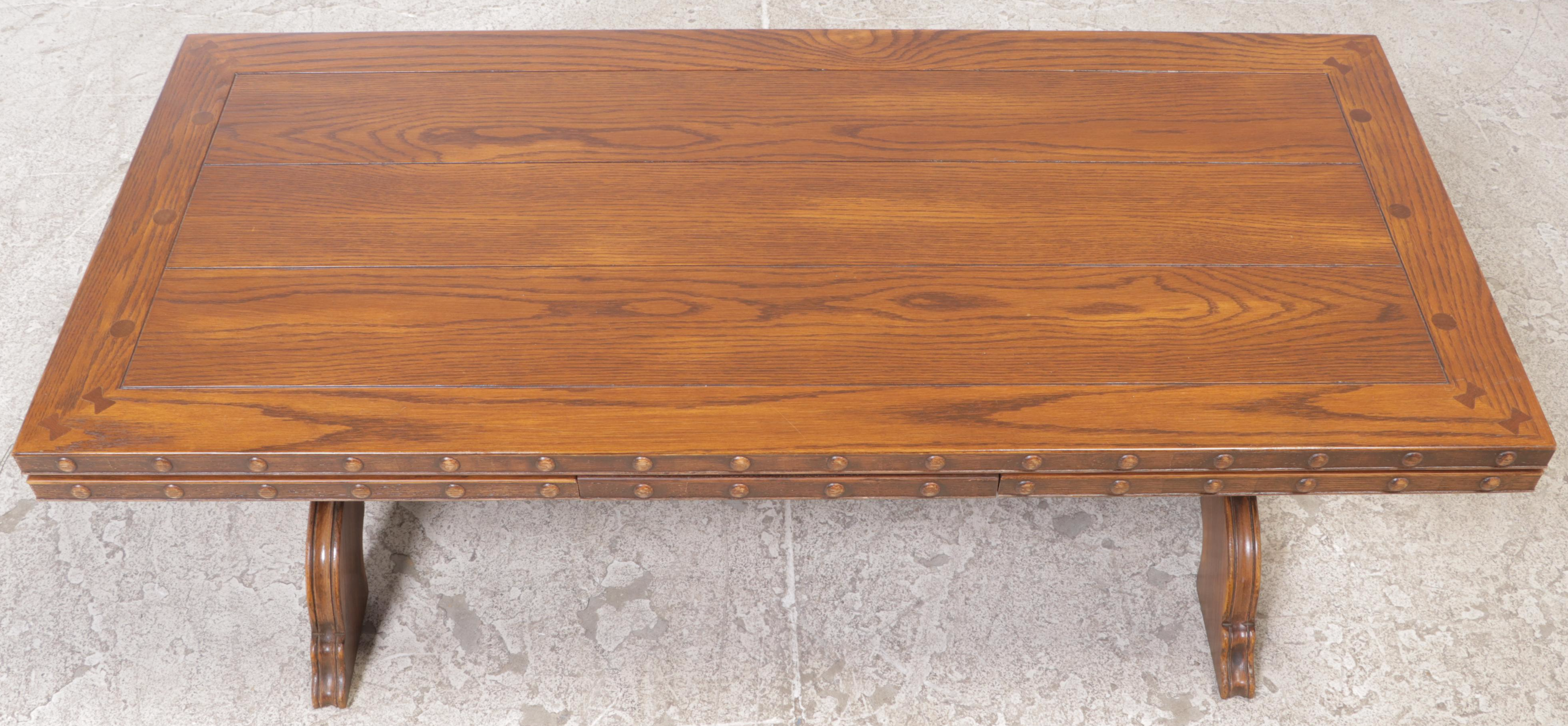 Romweber "1721" Carved Oak Draw-Leaf Coffee Table, 20th Century | EBTH