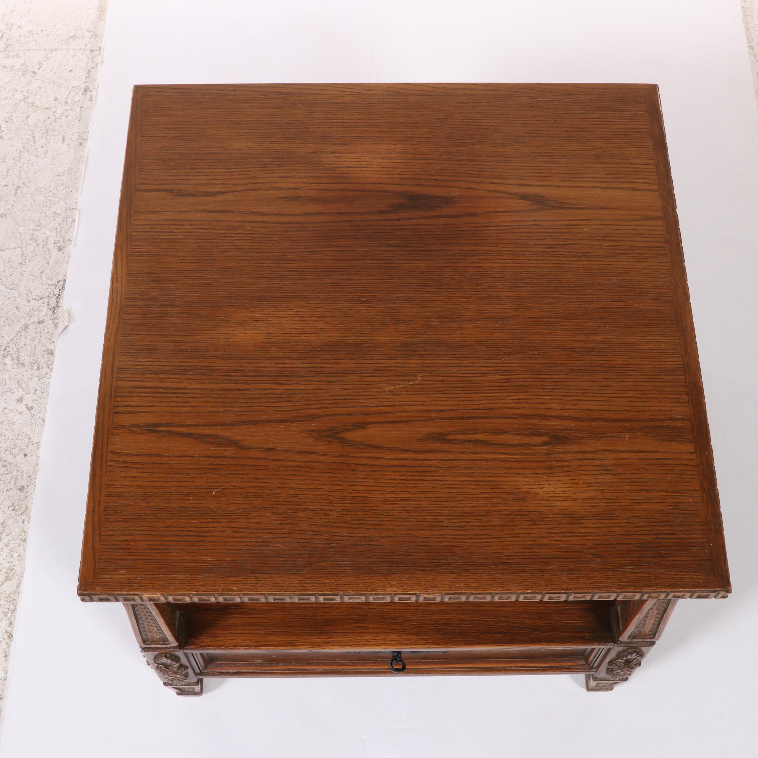 Romweber Carved Oak Two-Tier Side Table, 20th Century | Everything But ...