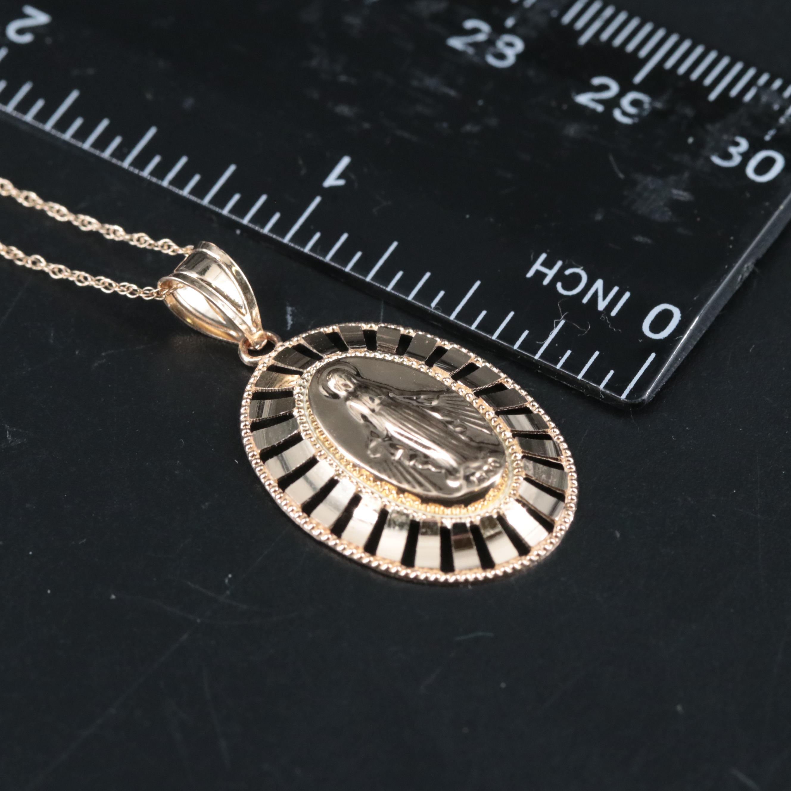 14K Virgin Mary Pendant Necklace | EBTH