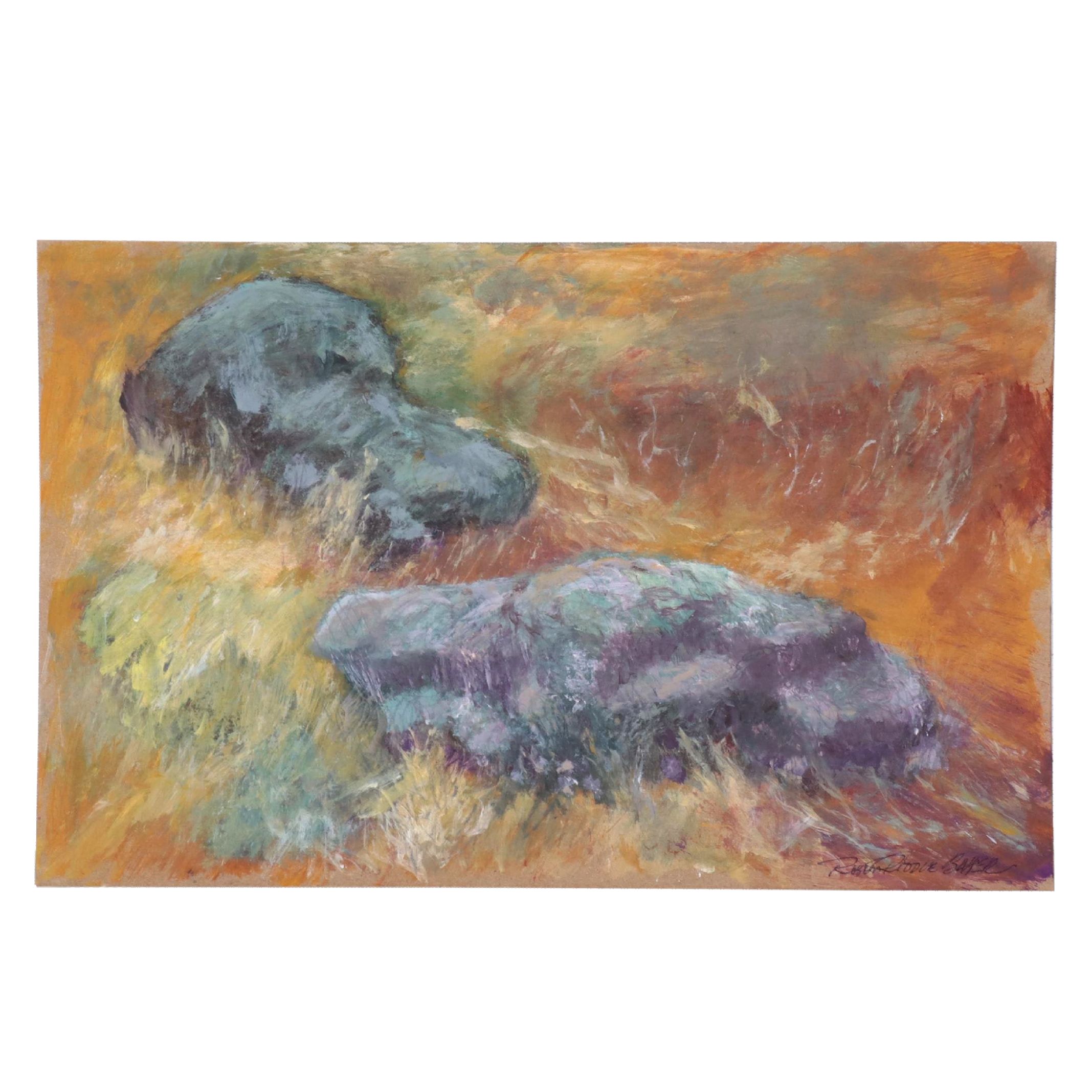 Robert Riddle Baker Landscape Acrylic Painting "Field Stones" | EBTH
