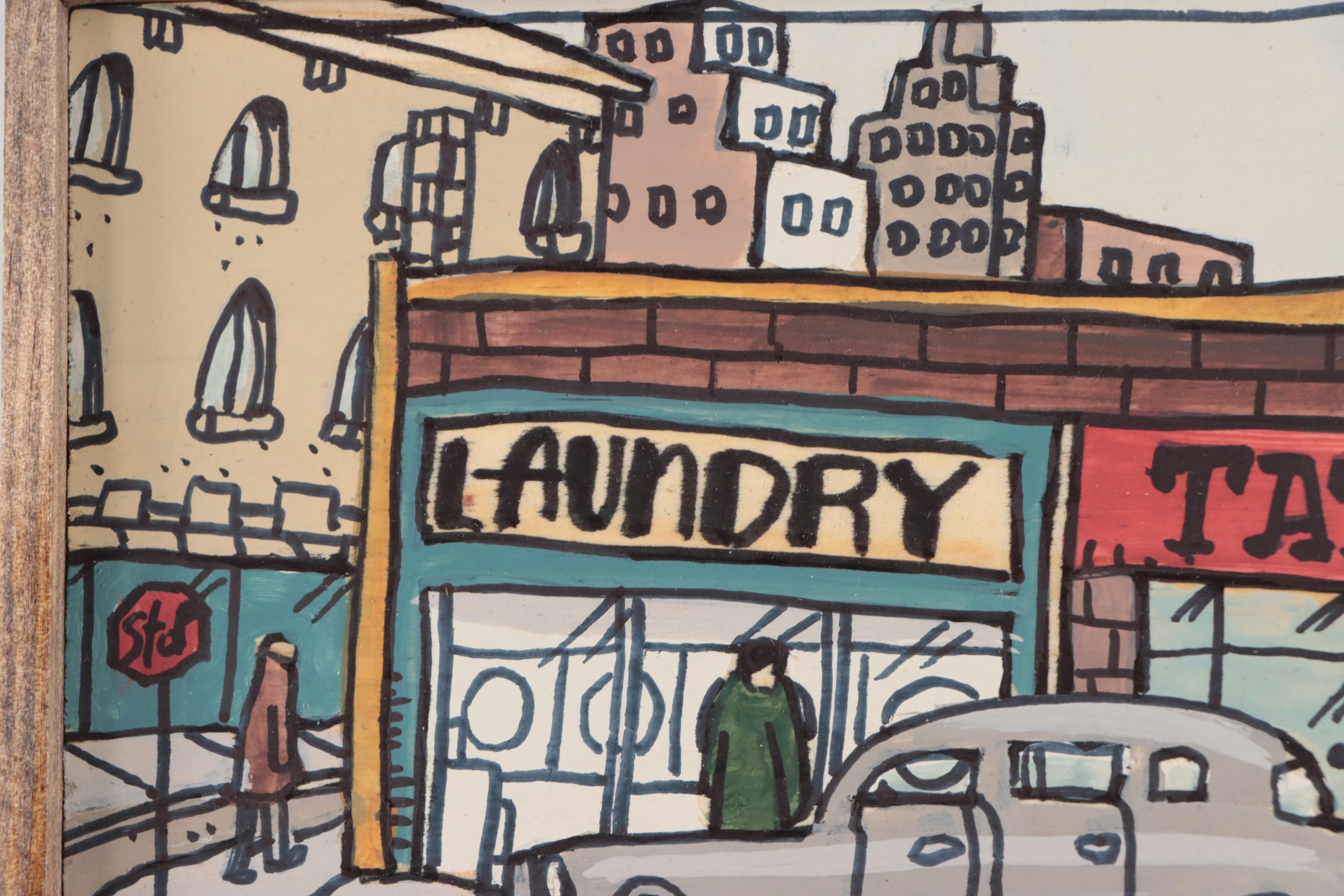 Aaron Wooten Acrylic and Ink Painting "Laundry & Tattoos," 2023 | EBTH