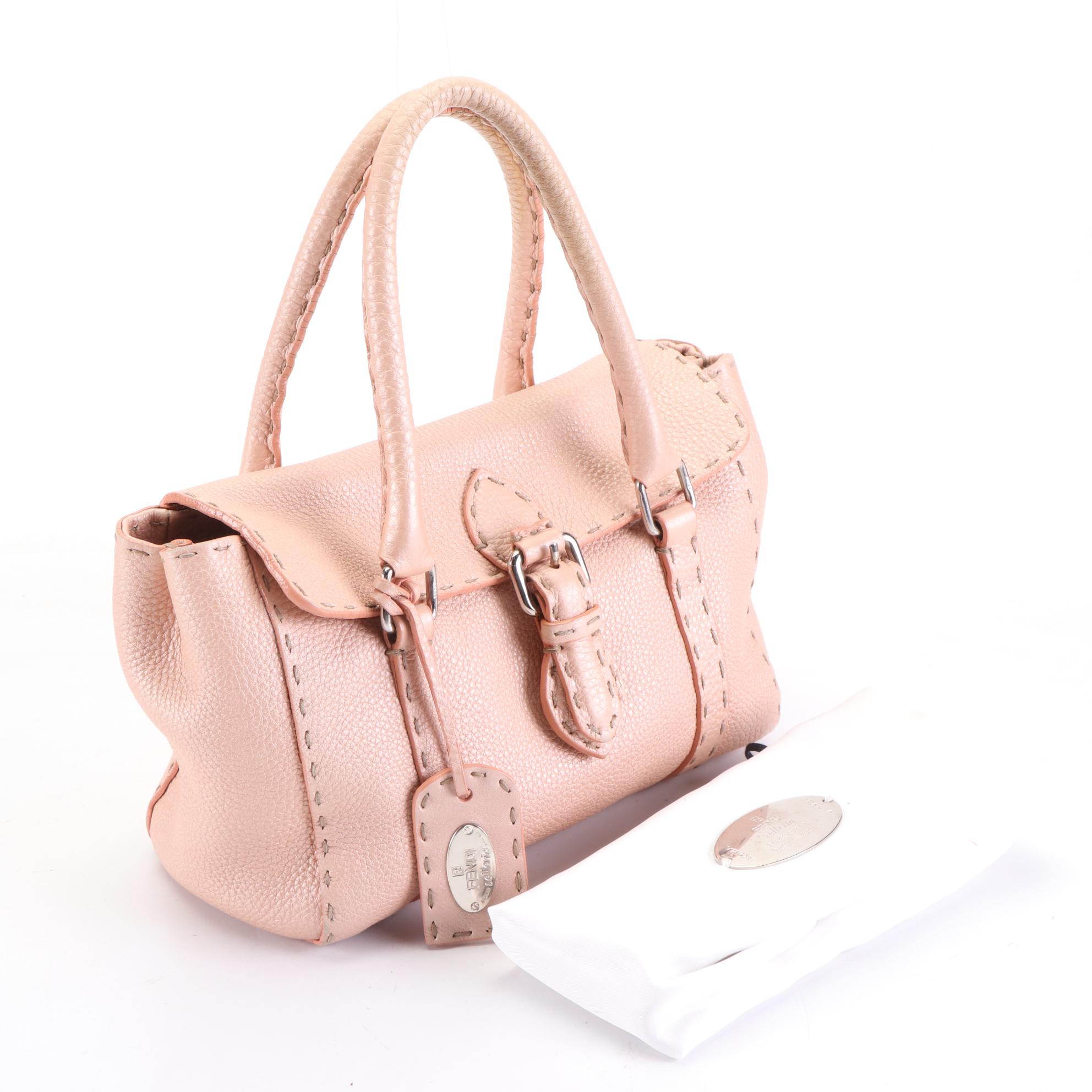 Fendi Selleria Small Handbag in Grain Leather with Contract Stitching ...