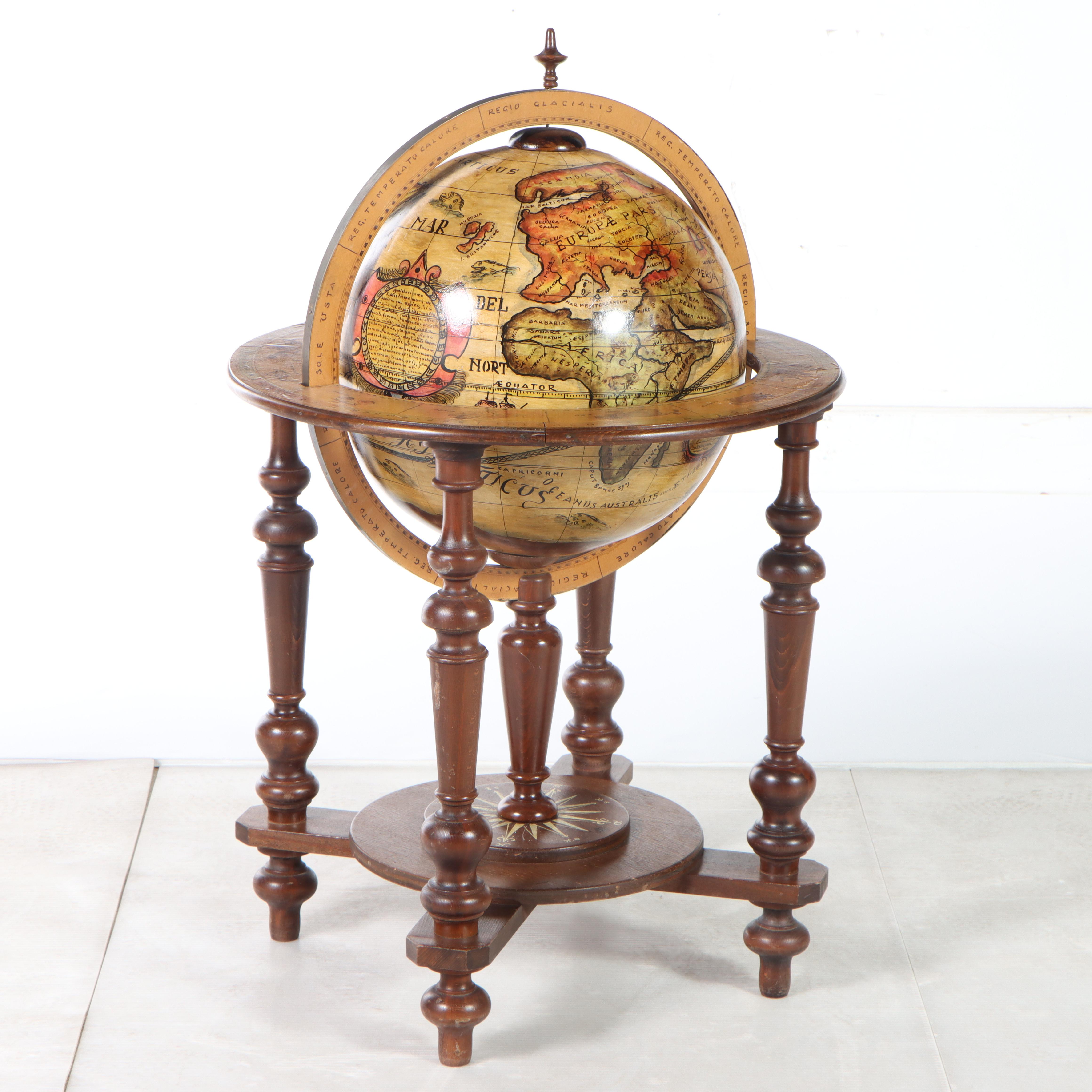 Hand-Decorated Globe With Wooden Stand | EBTH
