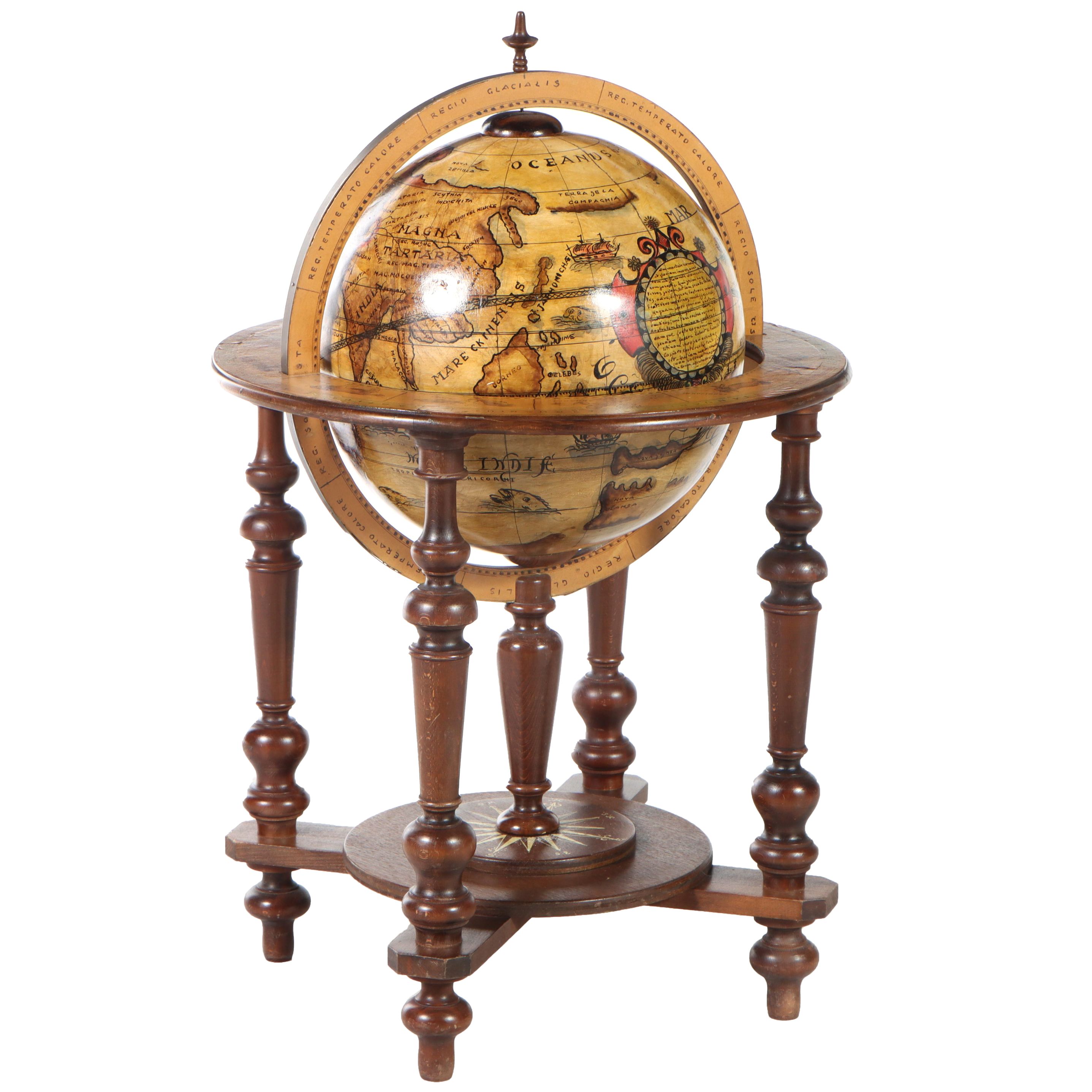 Hand-Decorated Globe With Wooden Stand | EBTH