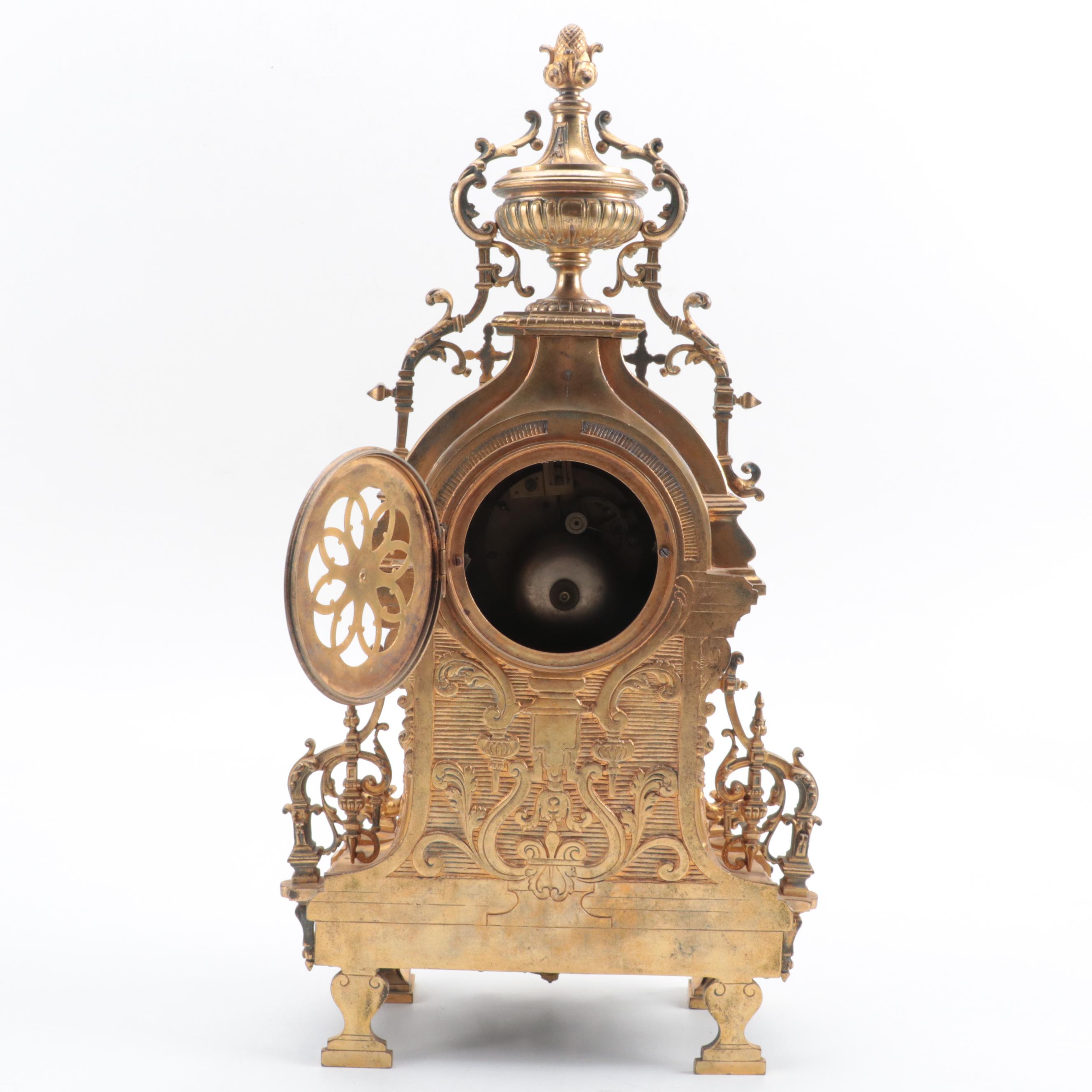 C. DeTouche French Rococo Style Gilt Bronze Mantel Clock, 19th Century ...