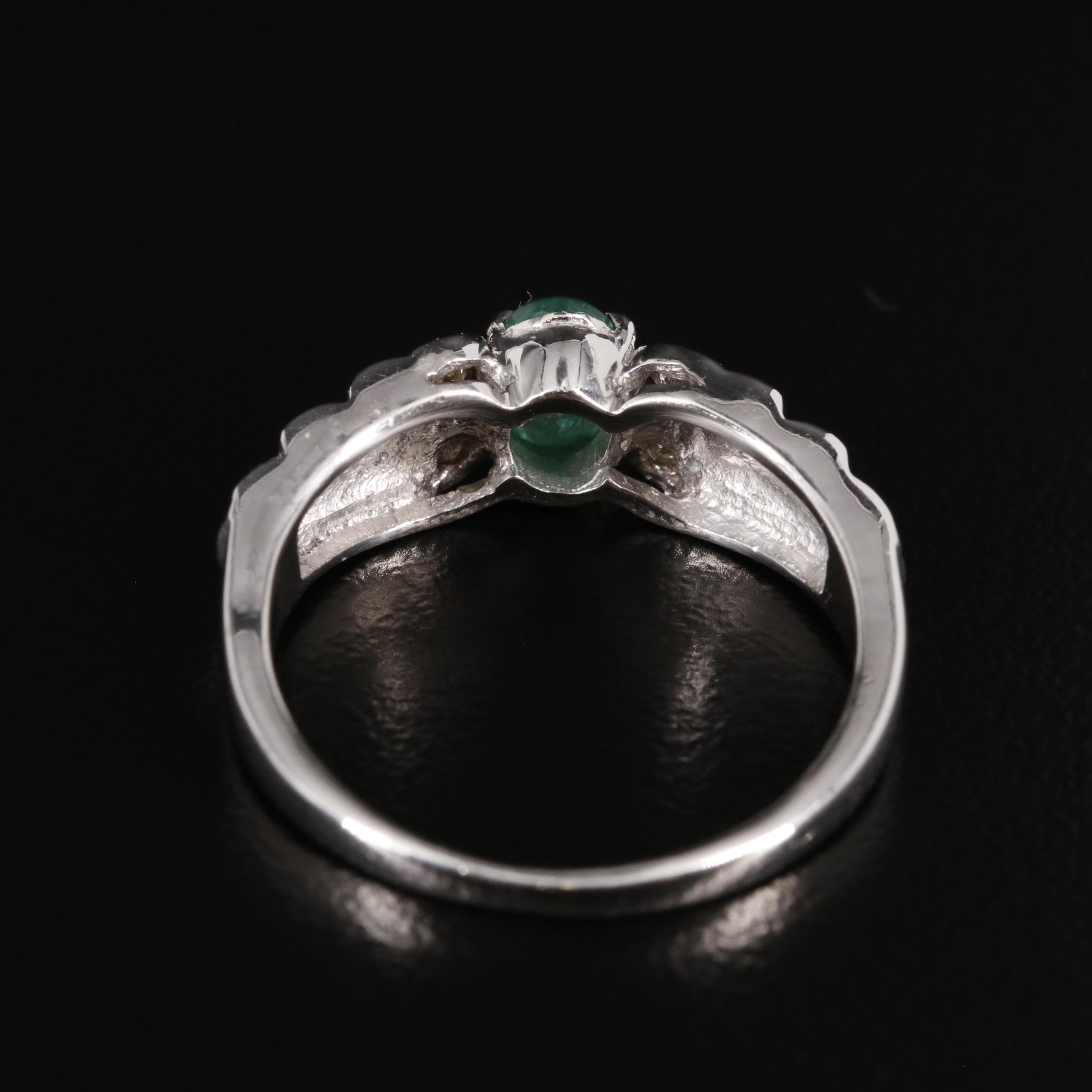 Sterling Emerald and Diamond Ring | EBTH