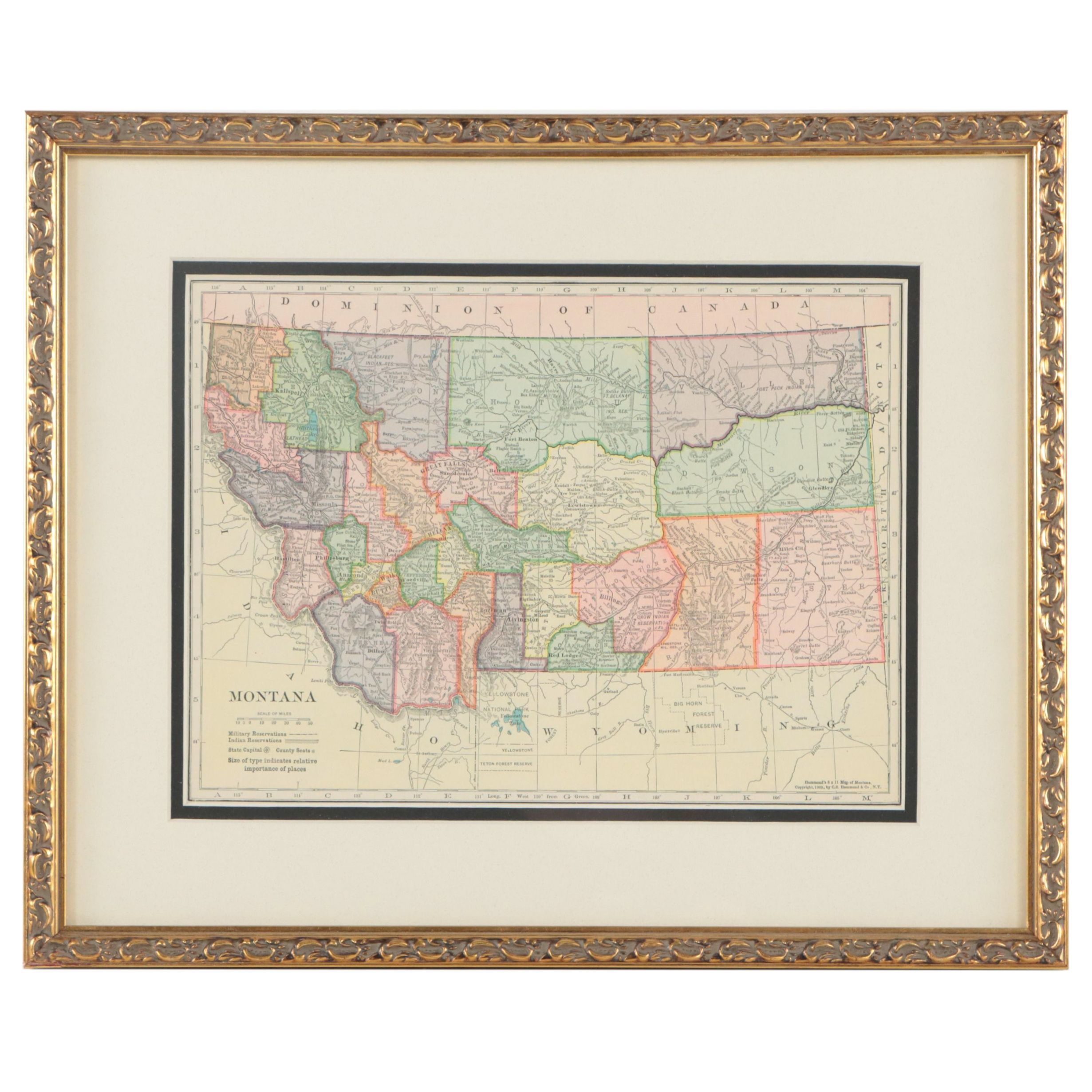 C. S. Hammond & Co. Map "Montana" from "Atlas of the World," 1909 | EBTH