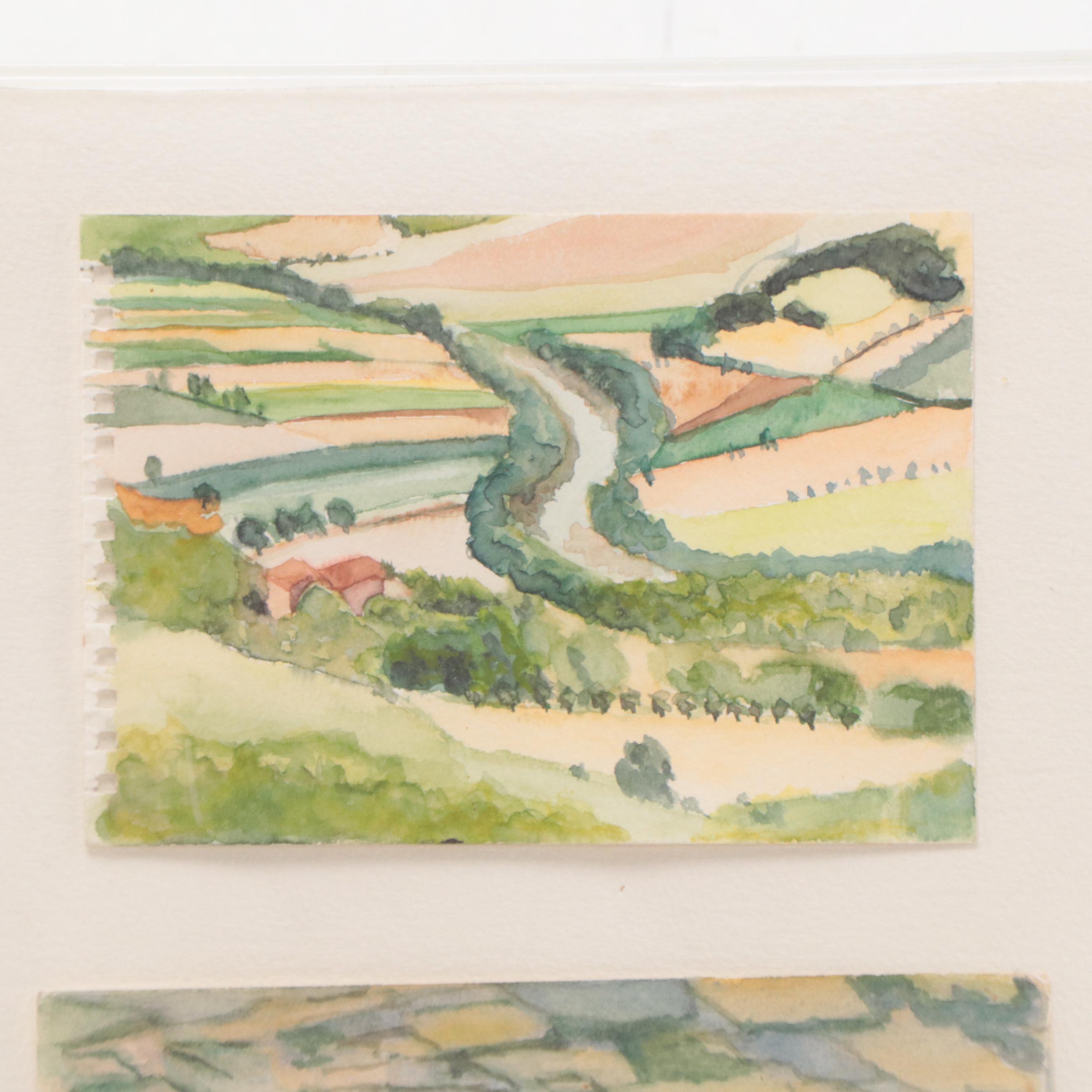 Katrina Halter Watercolor Paintings of Aerial View Landscapes, Late ...