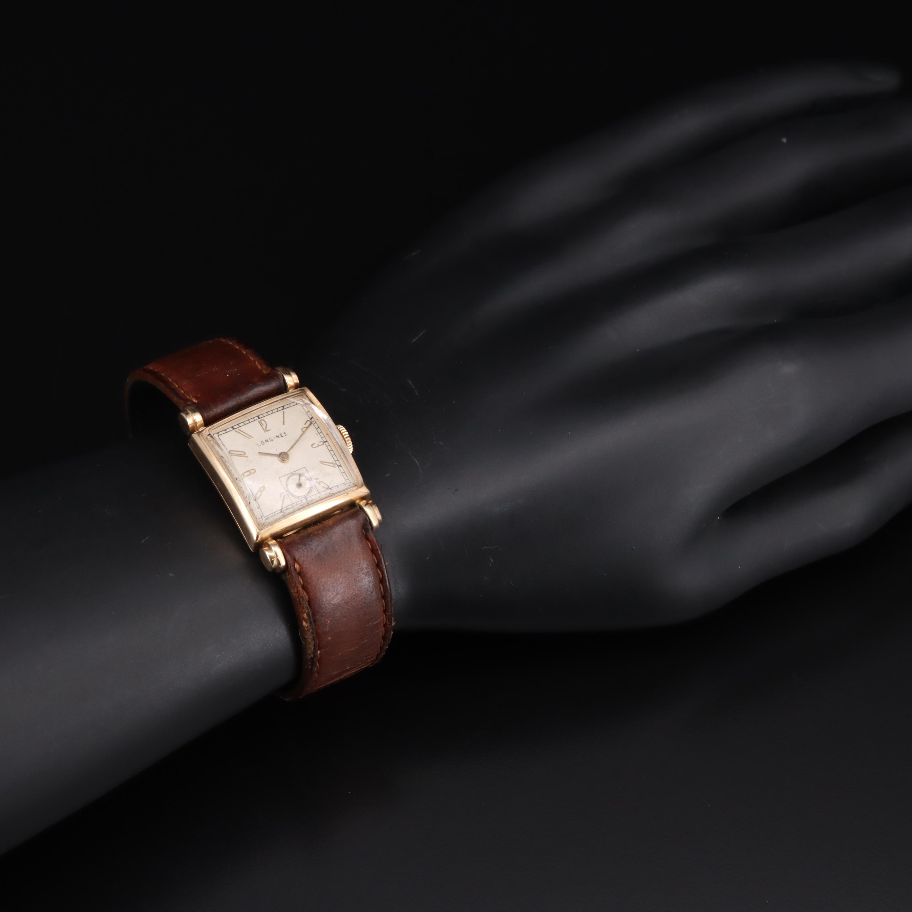 14K Longines Fancy Lugs Stem Wind Watch | EBTH