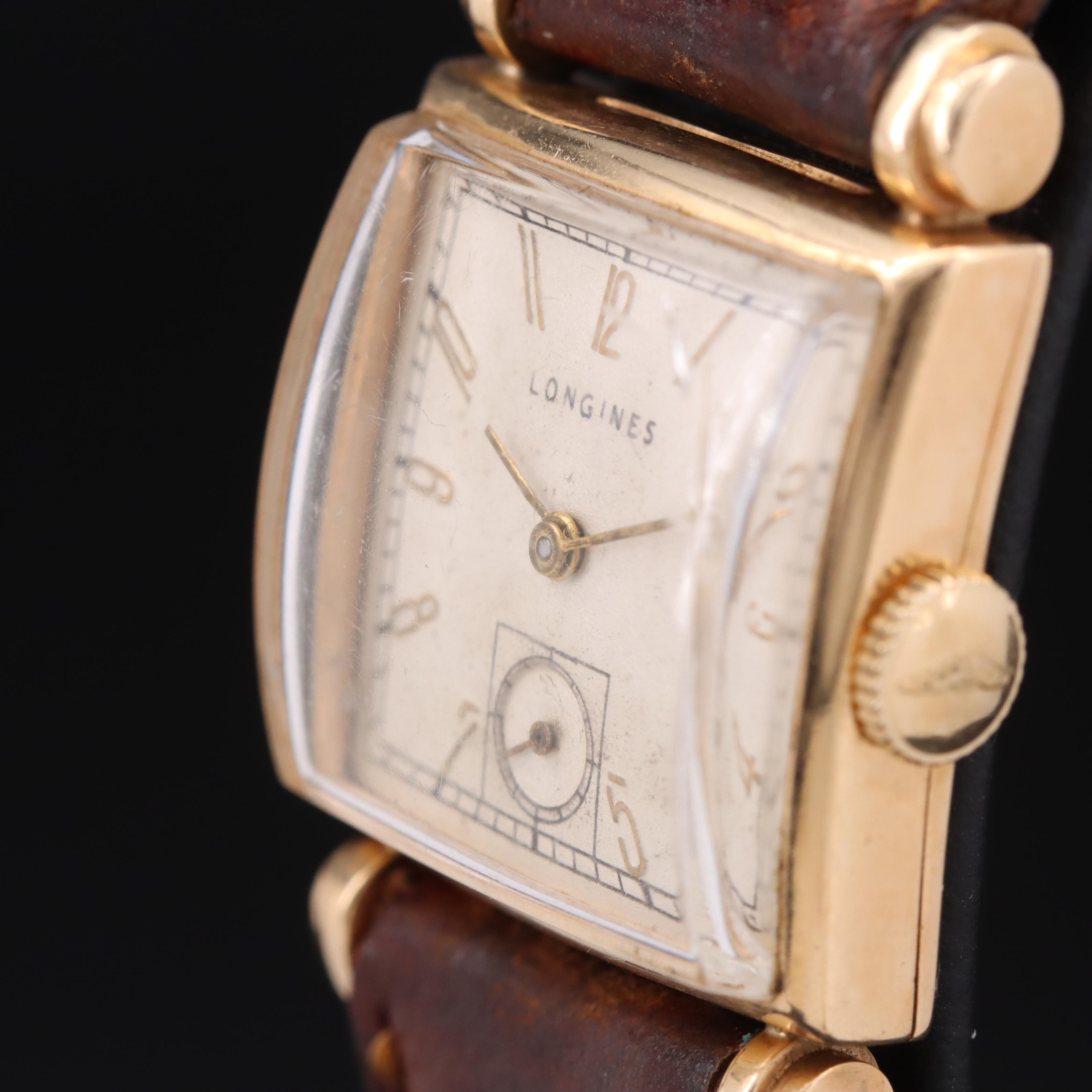 14K Longines Fancy Lugs Stem Wind Watch | EBTH