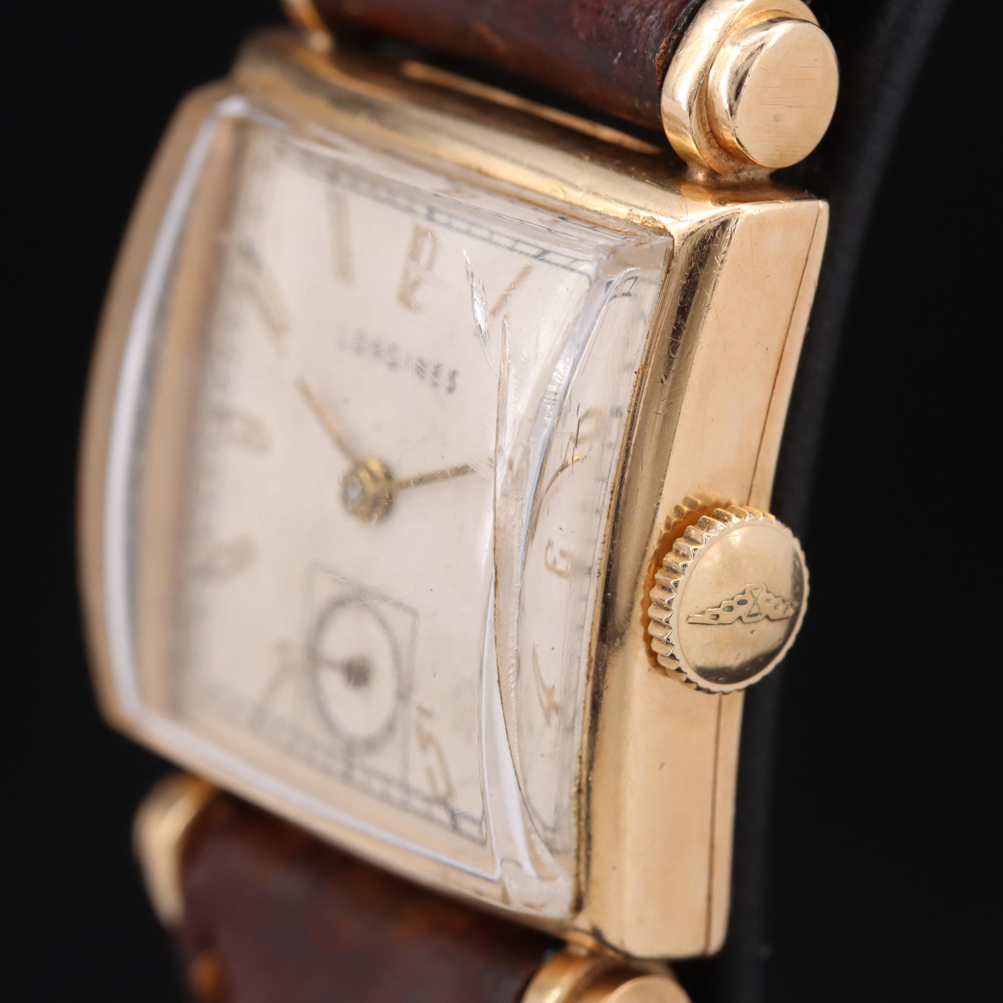 14K Longines Fancy Lugs Stem Wind Watch | EBTH