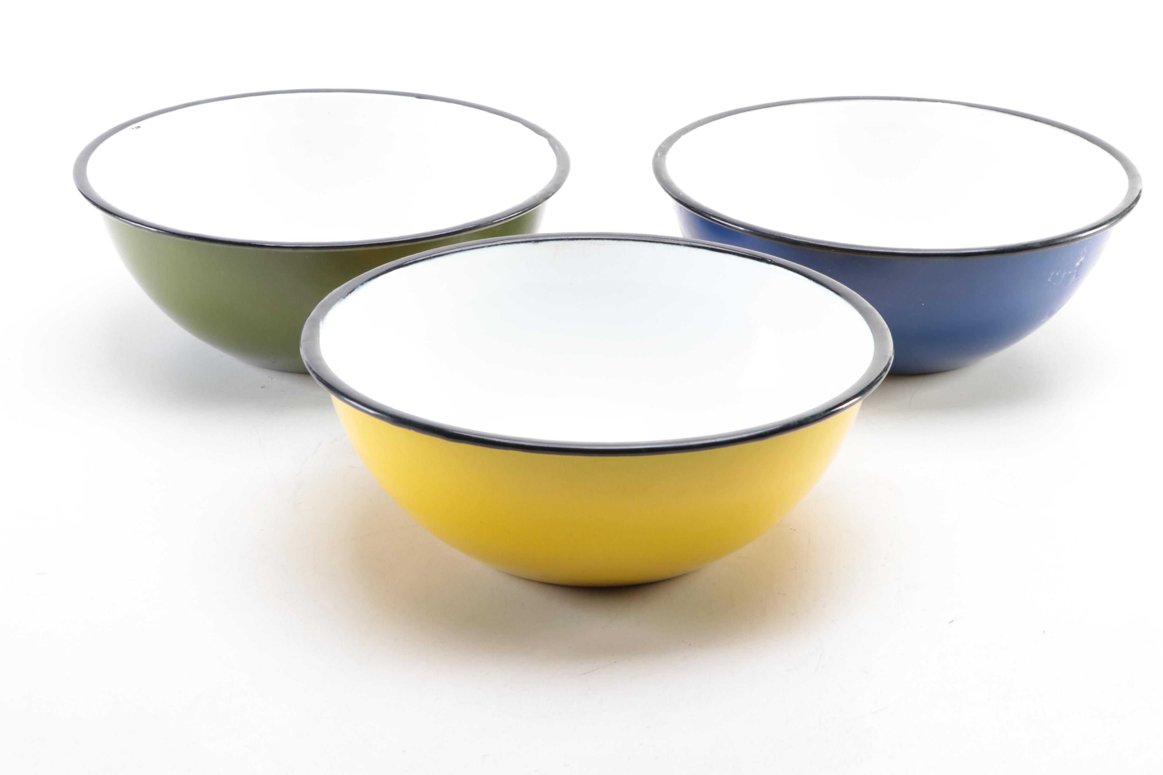 Otto Japanese Enamelware Food Canisters and Mixing Bowls, Mid-20th ...