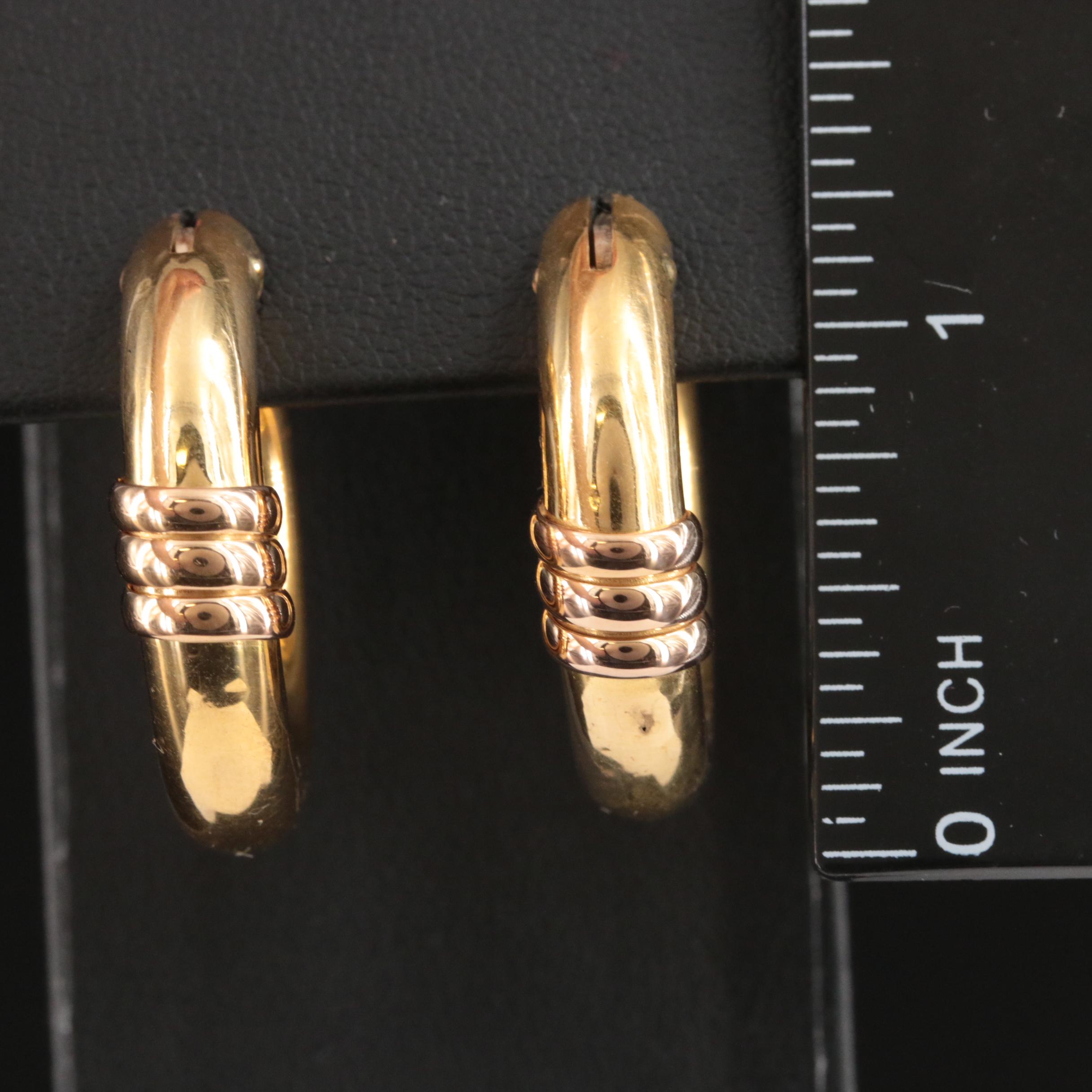 18K Hoop Earrings with Fluted Accent | EBTH